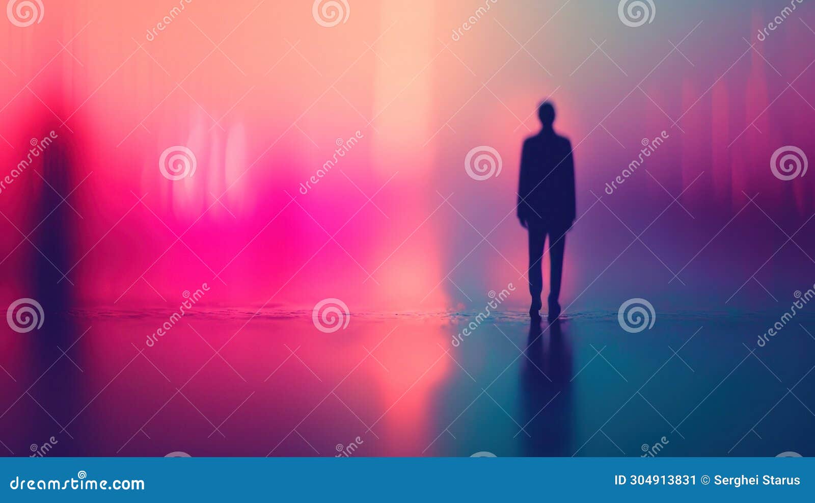 A Silhouette of a Person Standing in Front of an Abstract Background ...