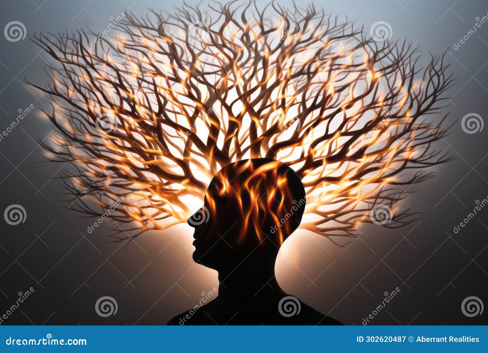 A Silhouette of a Person with a Tree in Their Head Stock Illustration ...