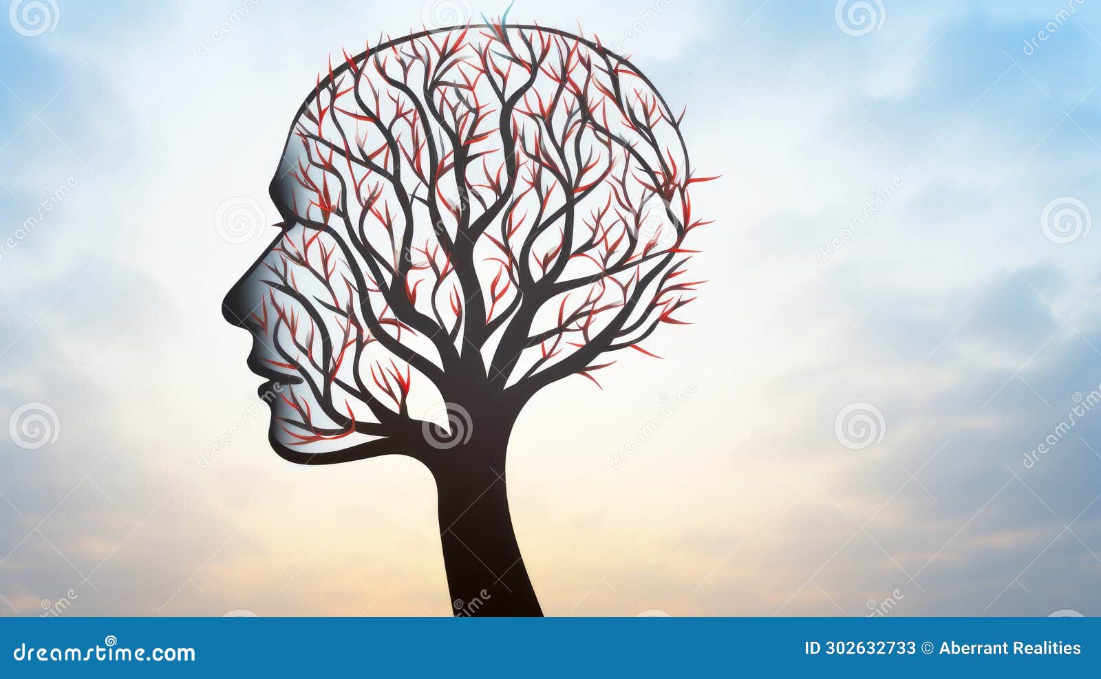 The Silhouette of a Persons Head with a Tree in it Stock Illustration ...