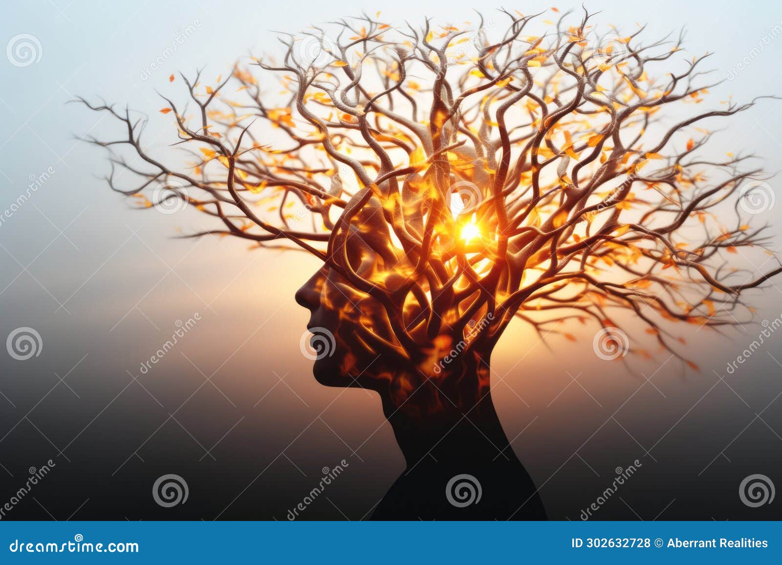 The Silhouette of a Persons Head with a Tree Growing Out of it Stock ...