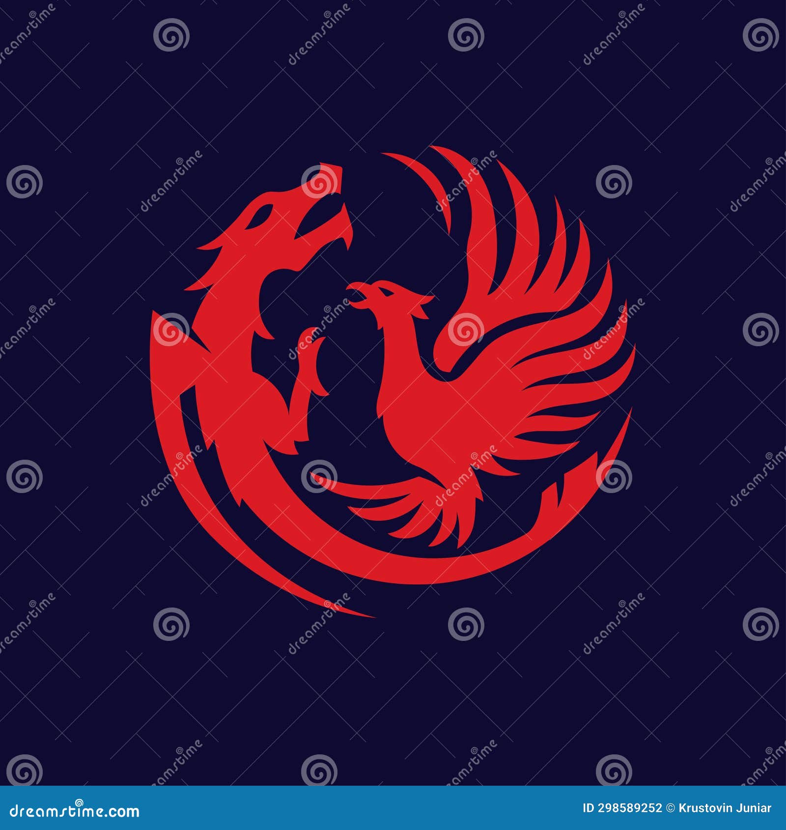 Silhouette of Phoenix Bird and Dragon Stock Vector - Illustration of ...