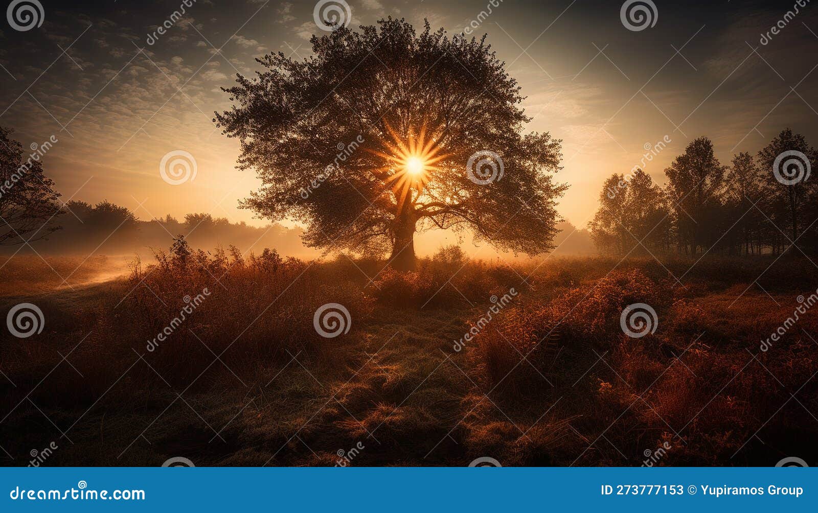 Silhouette of Pine Tree, Orange Sunset Sky Generated by AI Stock Image ...