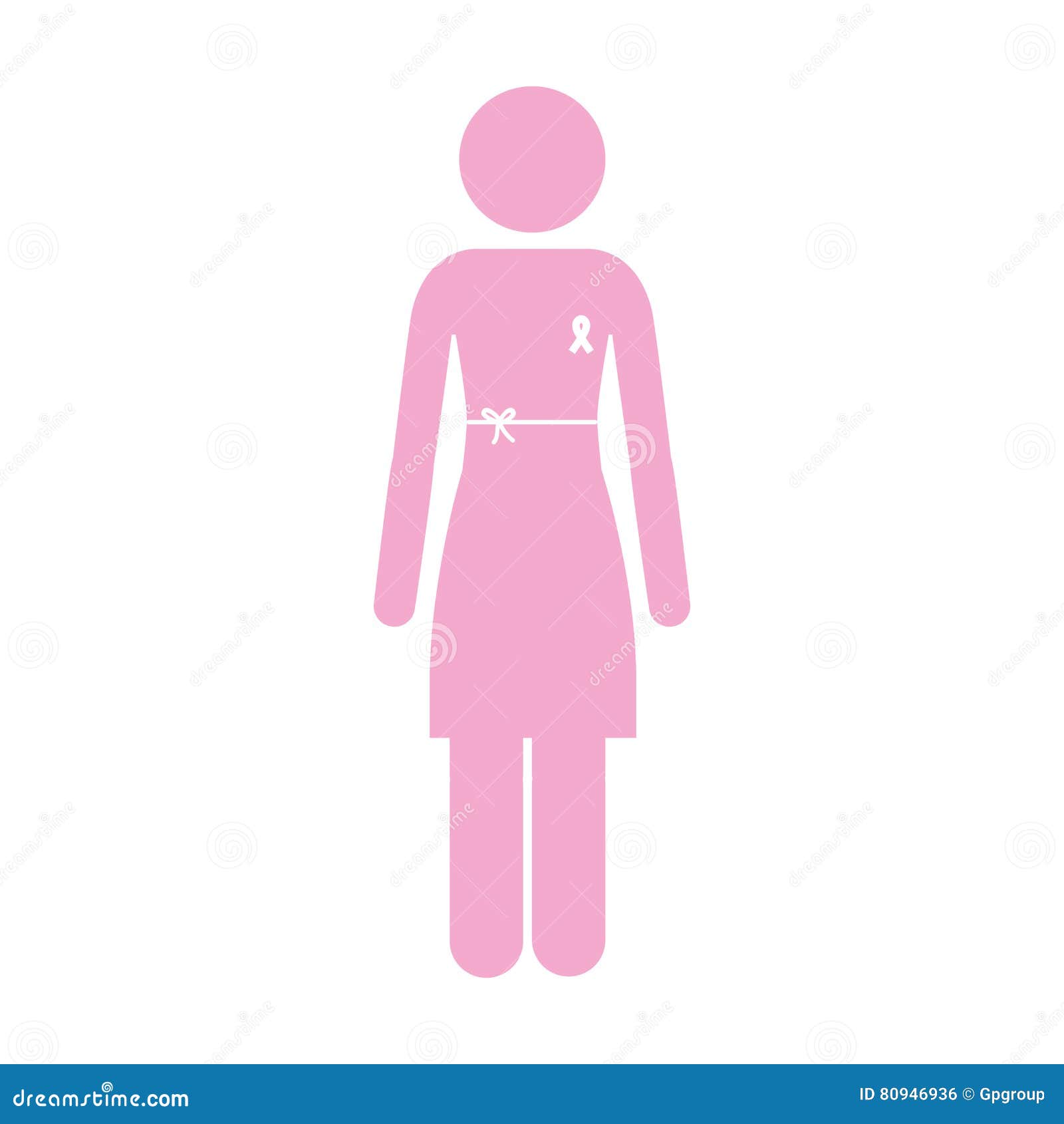 Silhouette Pink Woman With Ribbon Of Breast Cancer Stock Vector