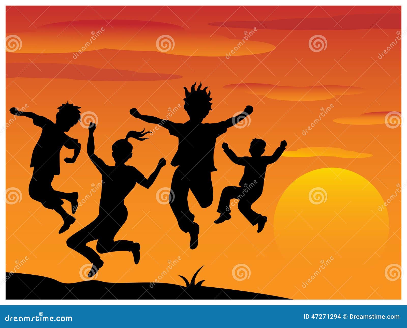 Silhouette Playing Children Stock Vector - Illustration of carefree ...