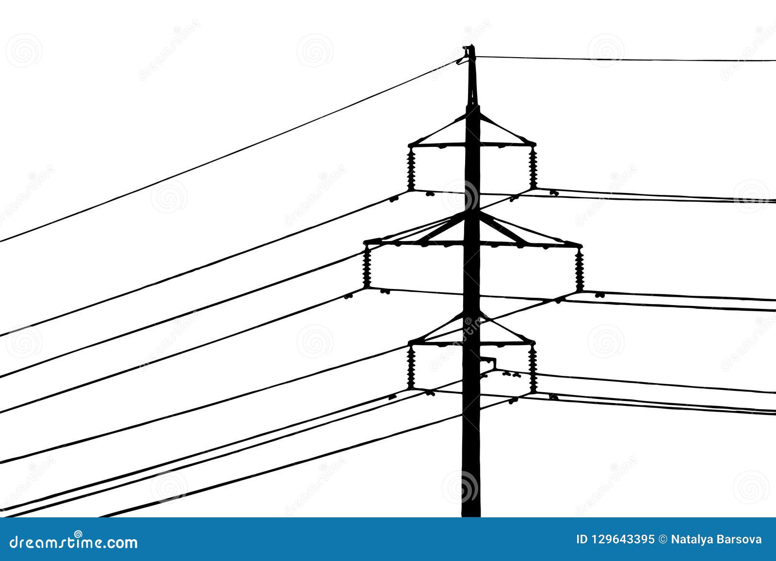 The Silhouette of a Pole with Electric Wires. Vector EPS10 Stock Vector ...