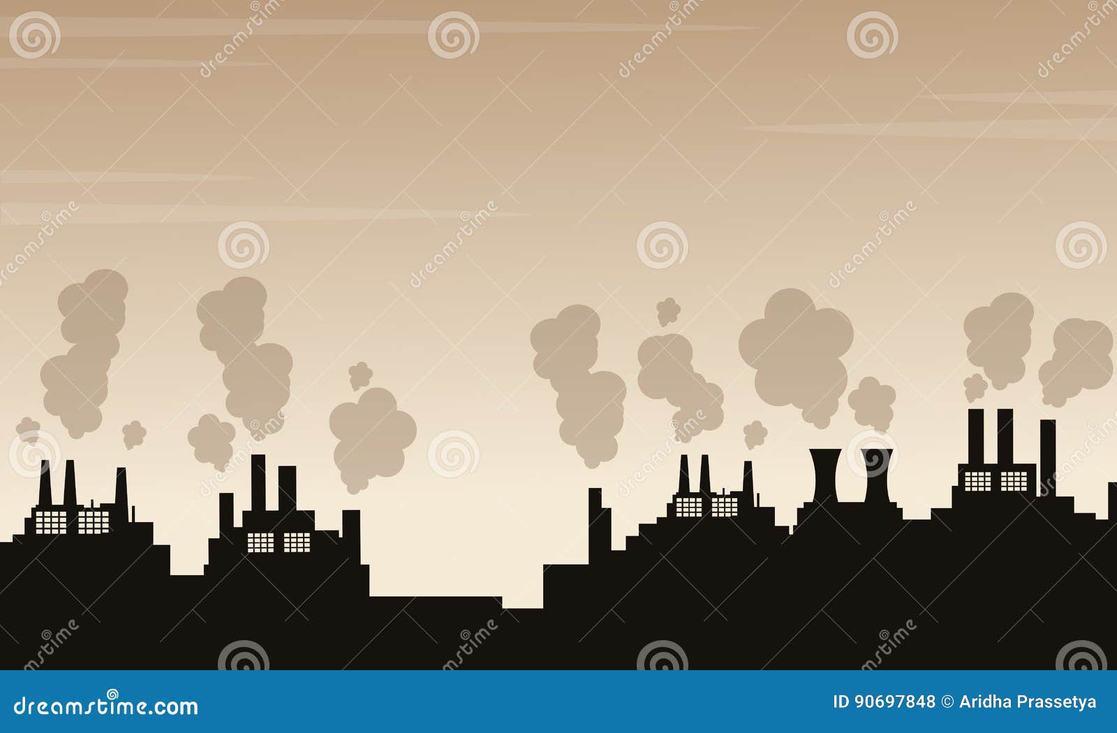 Silhouette of Pollution Industry Bad Environment Stock Vector ...