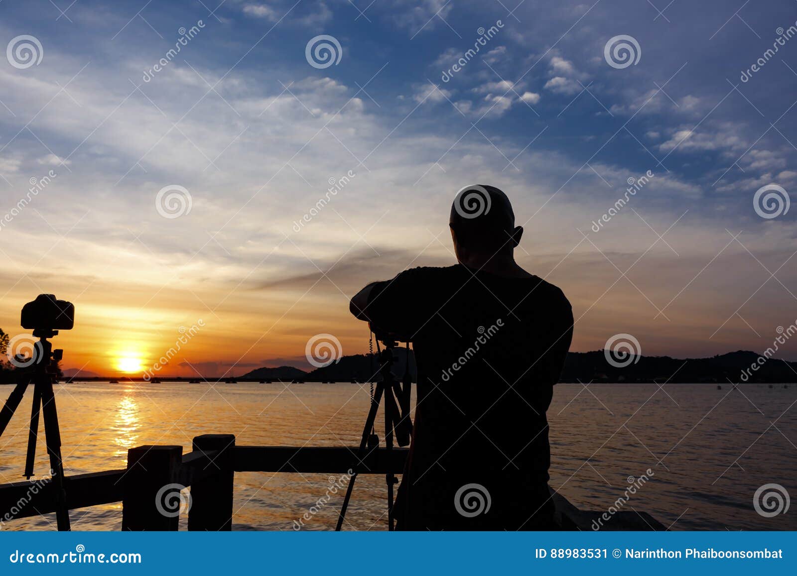 Silhouette Of Photographer At The Observation Deck, Stratosphere ...