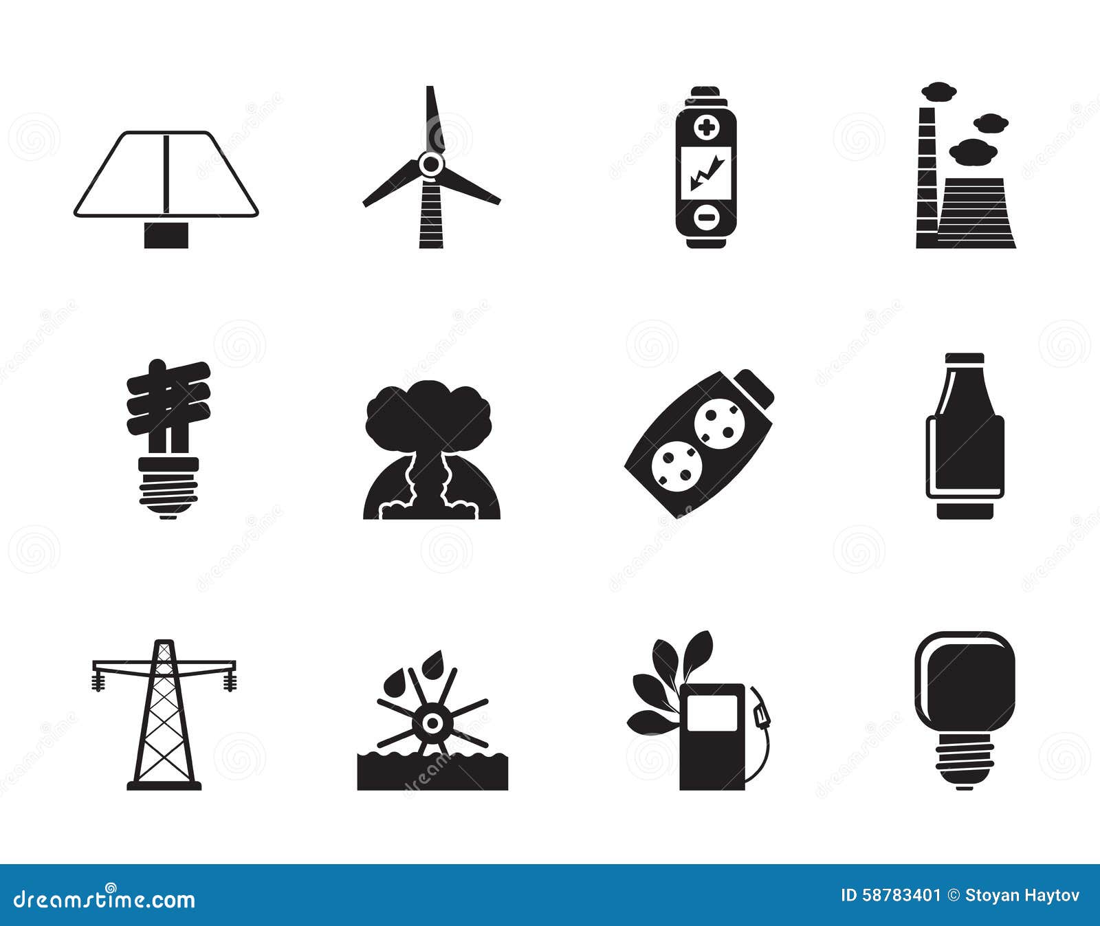 Silhouette Power, Energy and Electricity Icons Stock Vector ... Silhouette Power, Energy and Electricity Icons Stock Vector ...