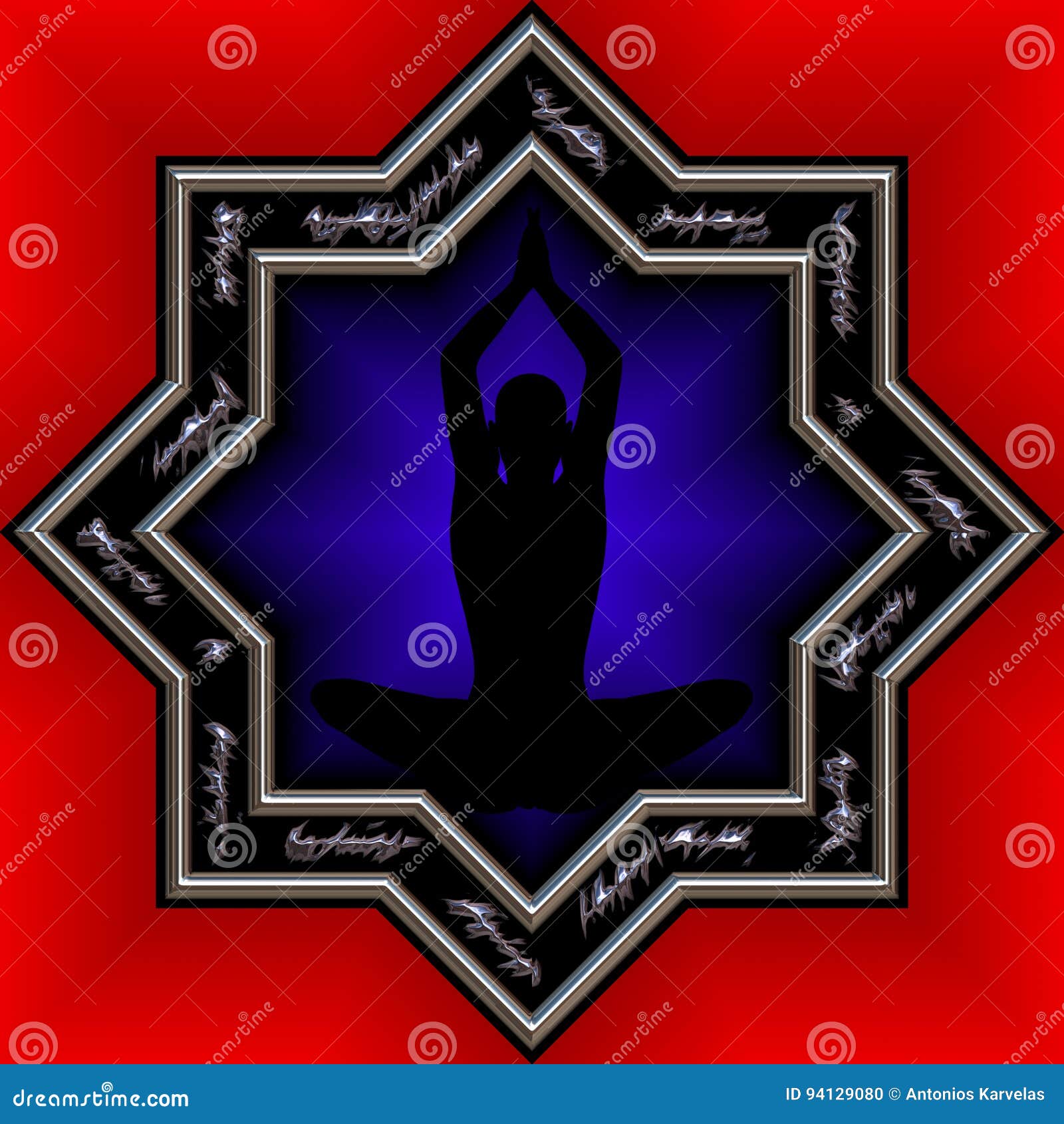 Silhouette Practicing Yoga Inside Mandala Symbol Stock Illustration ...