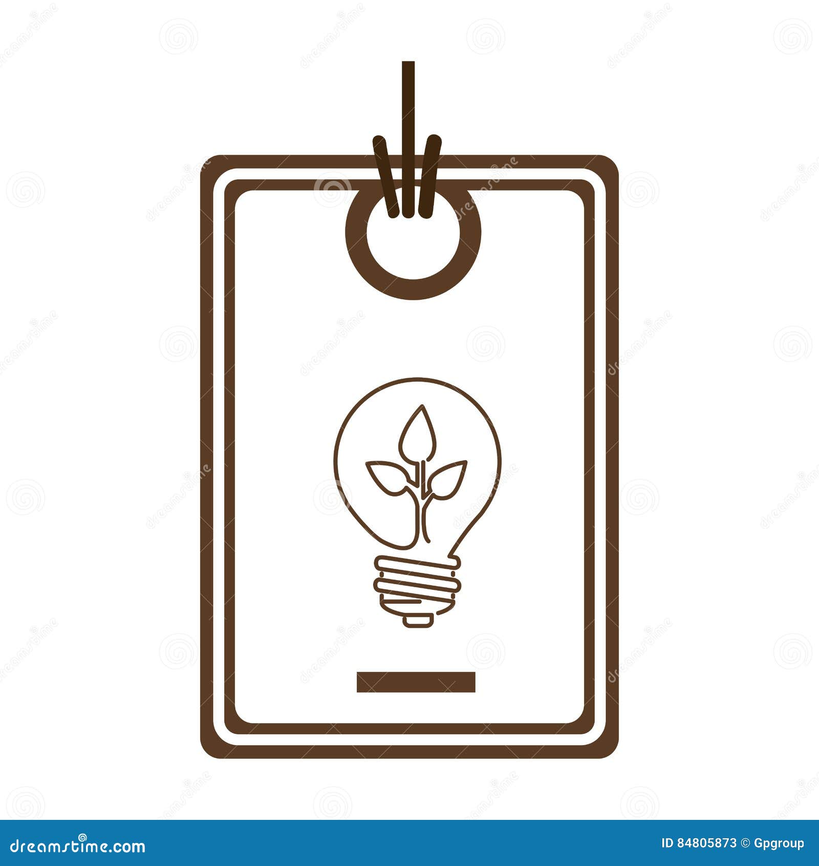 Silhouette Price Tag of Light Bulb with Leaf Inside Stock Vector ...