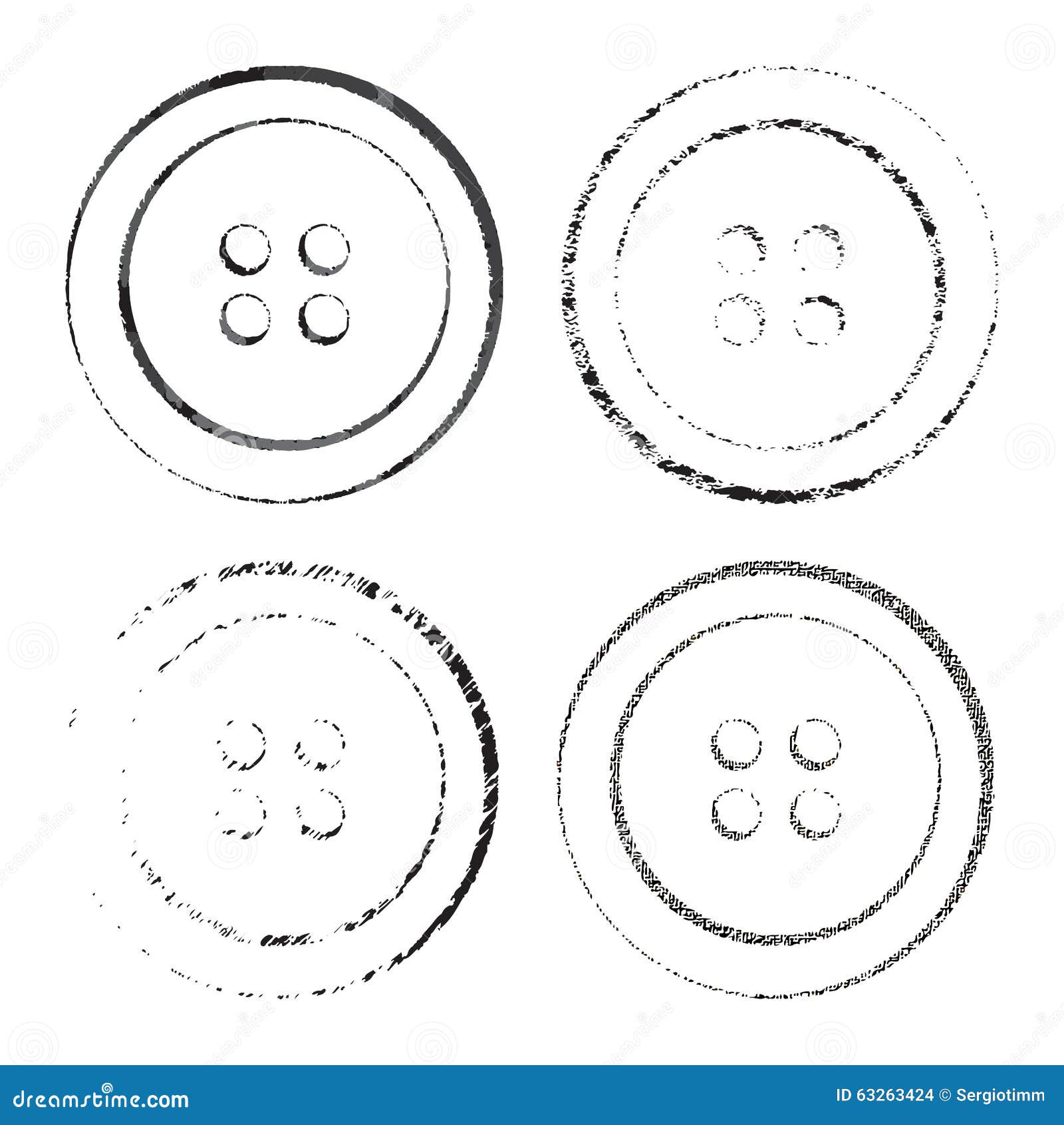 Silhouette Prints Or Vector Sewing Buttons In Black With Different ...