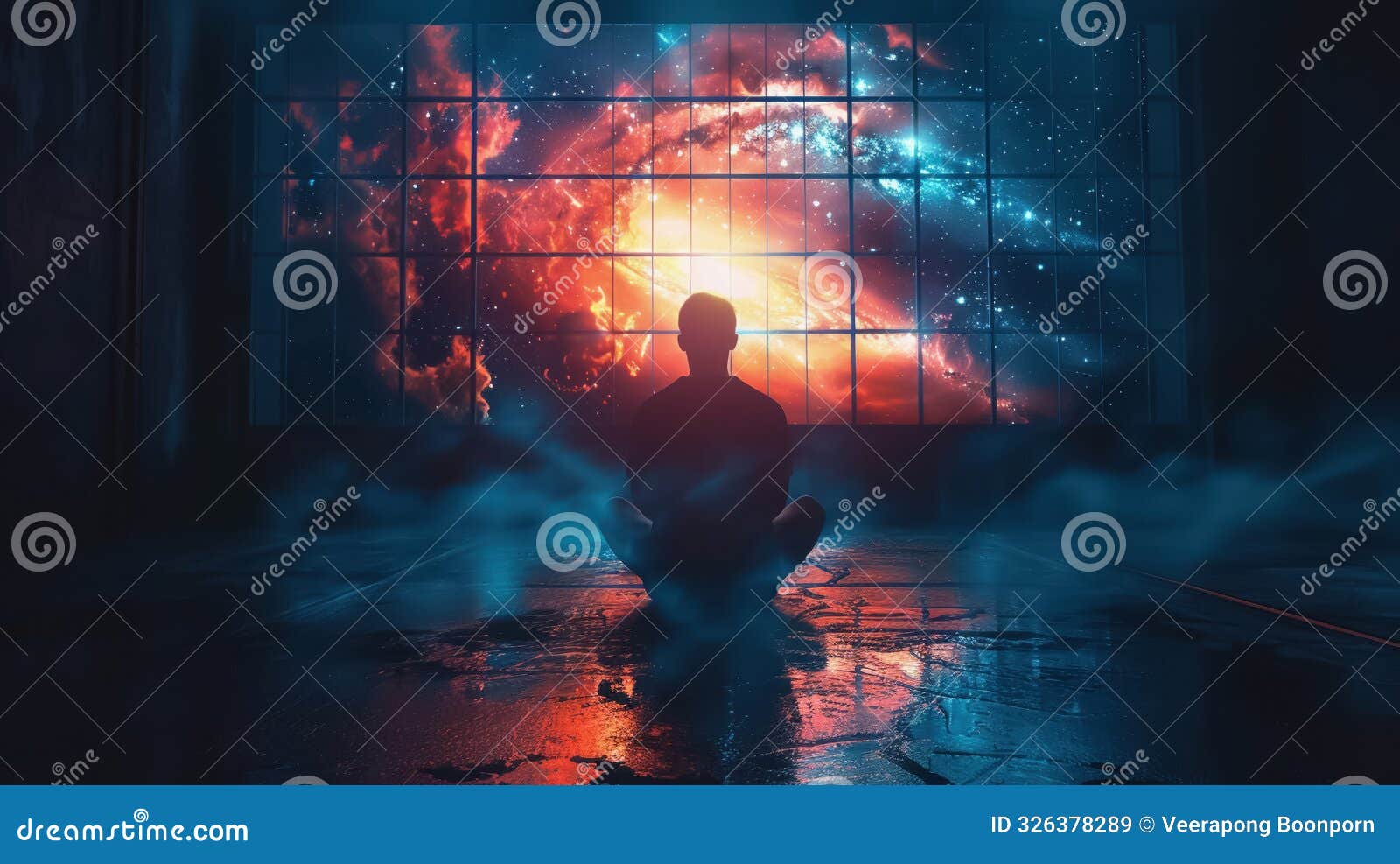 Silhouette Of A Prisoner Praying In A High-tech Prison Cell The Only ...