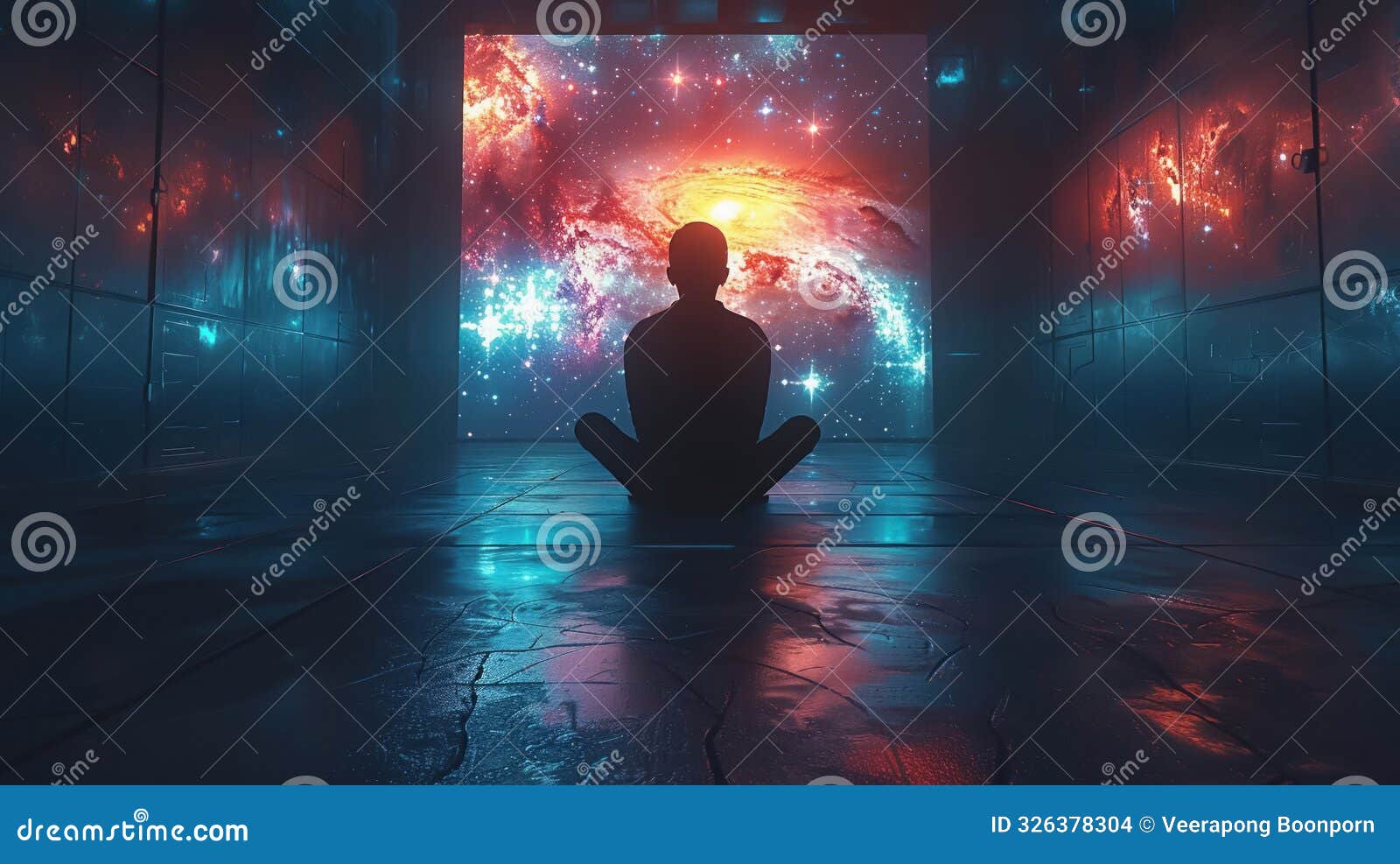 Silhouette Of A Prisoner Praying In A High-tech Prison Cell The Only ...