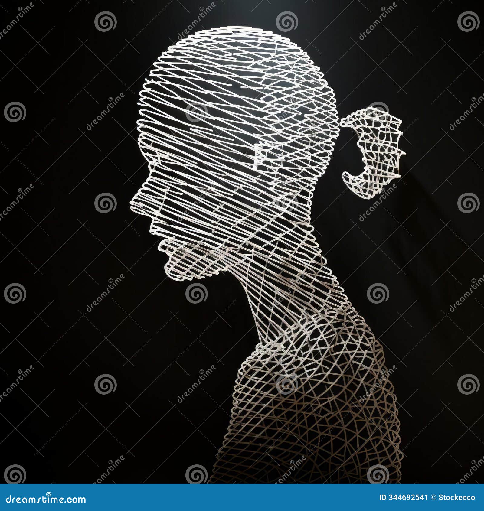 Surrealist Art Silhouette Profile In String Art Style Composition ...