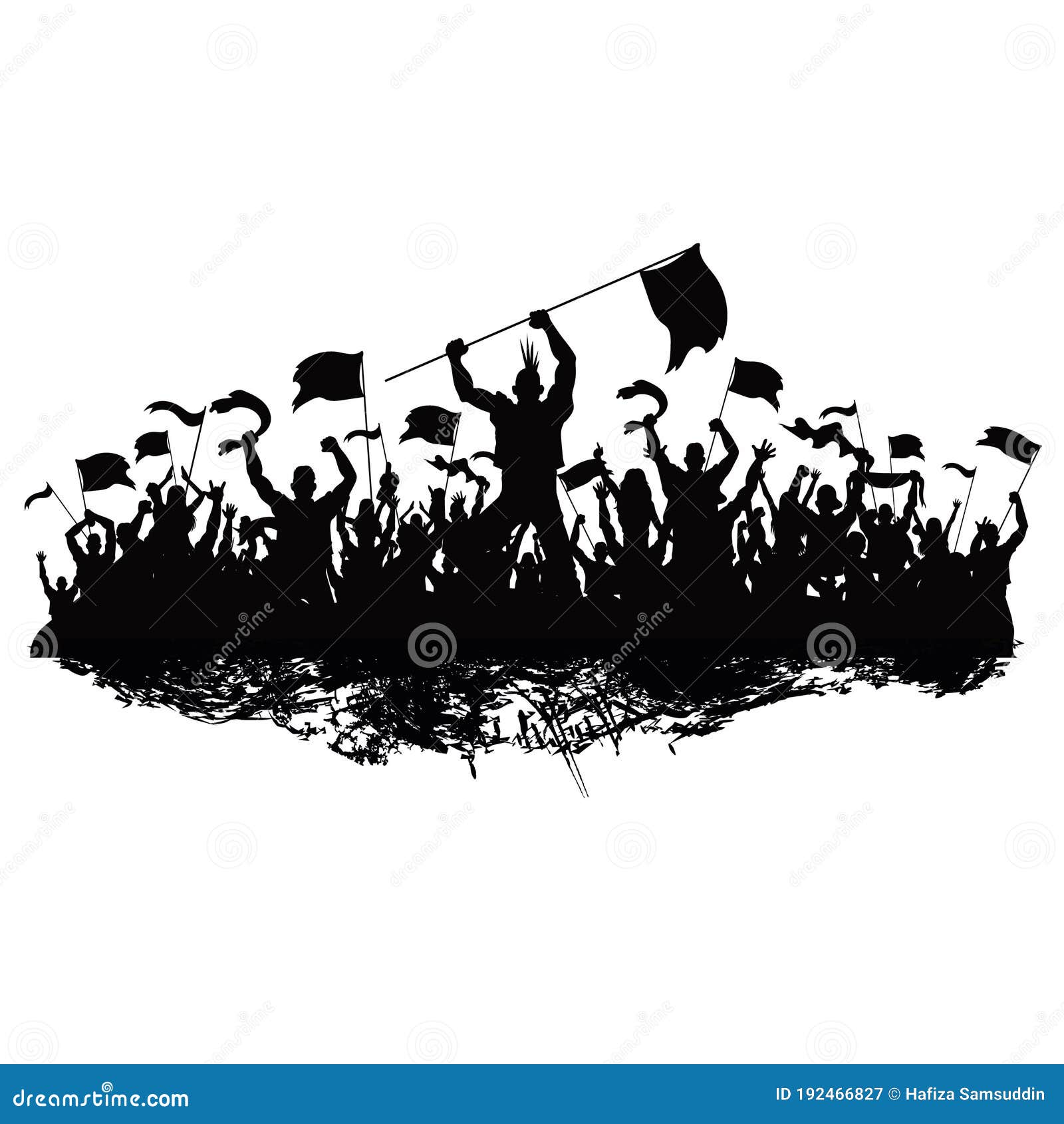 Silhouette of Protesting Crowd. Vector Illustration Decorative Design ...
