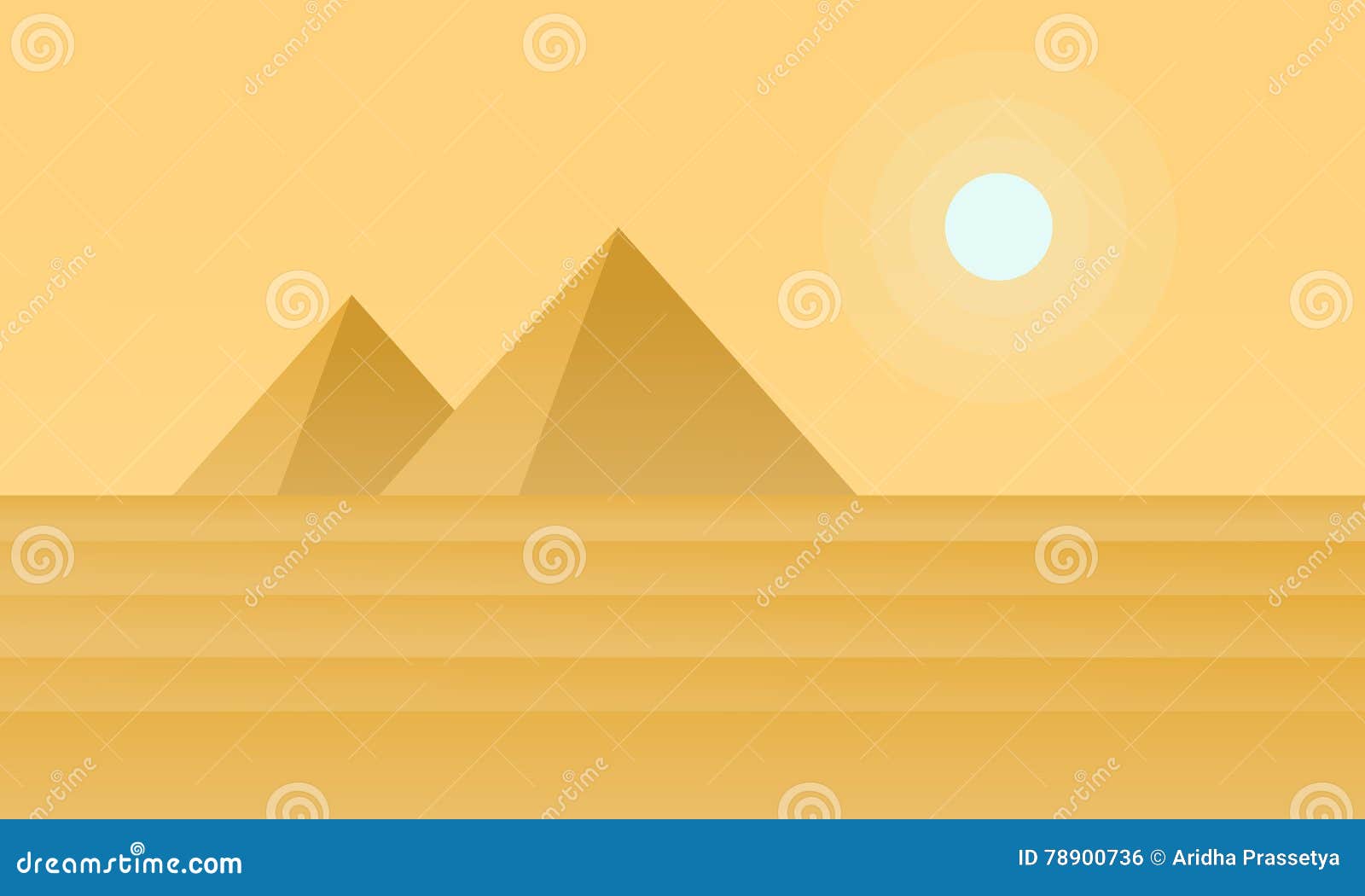 Silhouette of Pyramid on Desert Stock Vector - Illustration of green ...