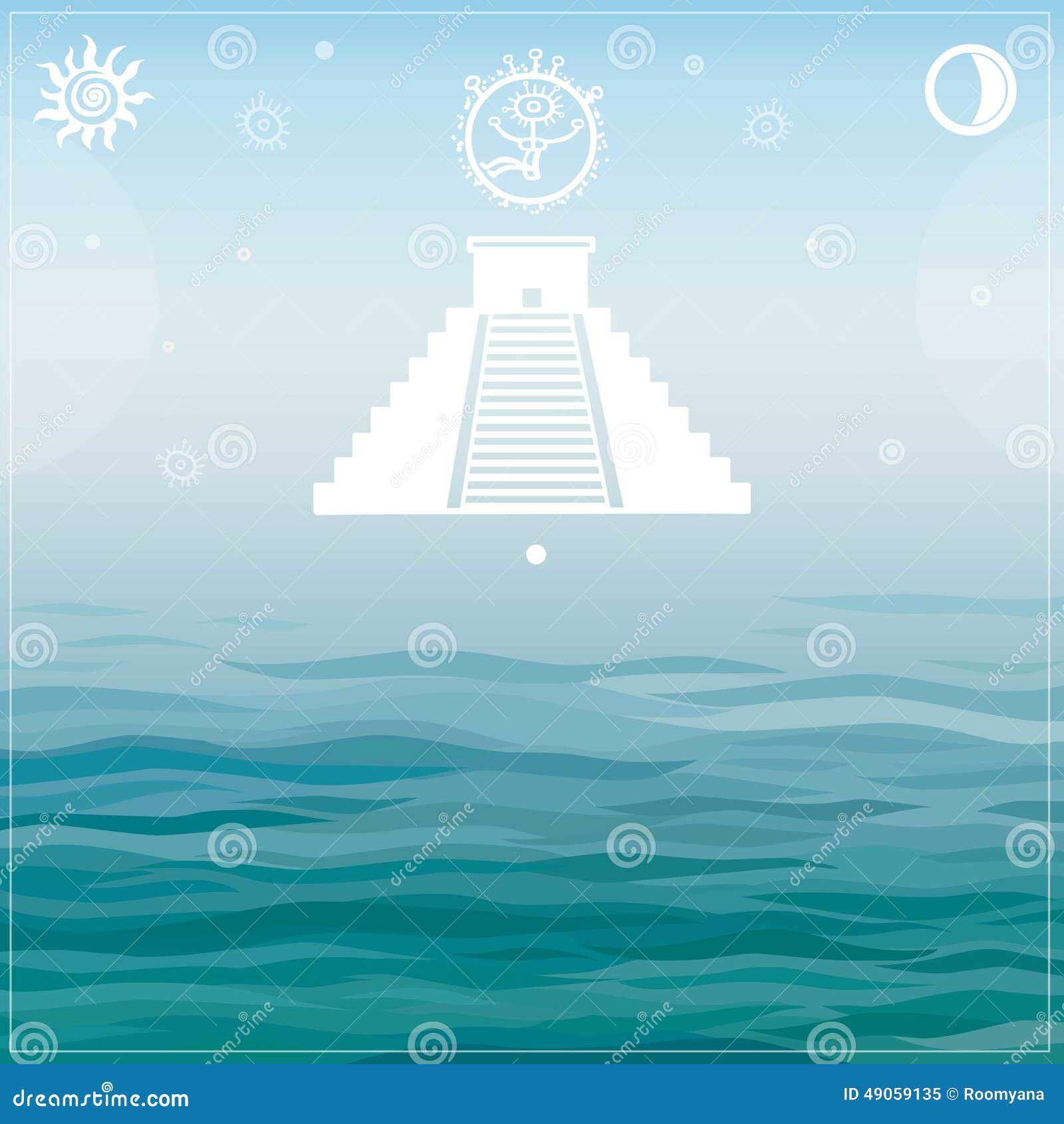 Pyramid Maya, Chief Of Tribe Maya. Vector Mayan. | CartoonDealer.com ...