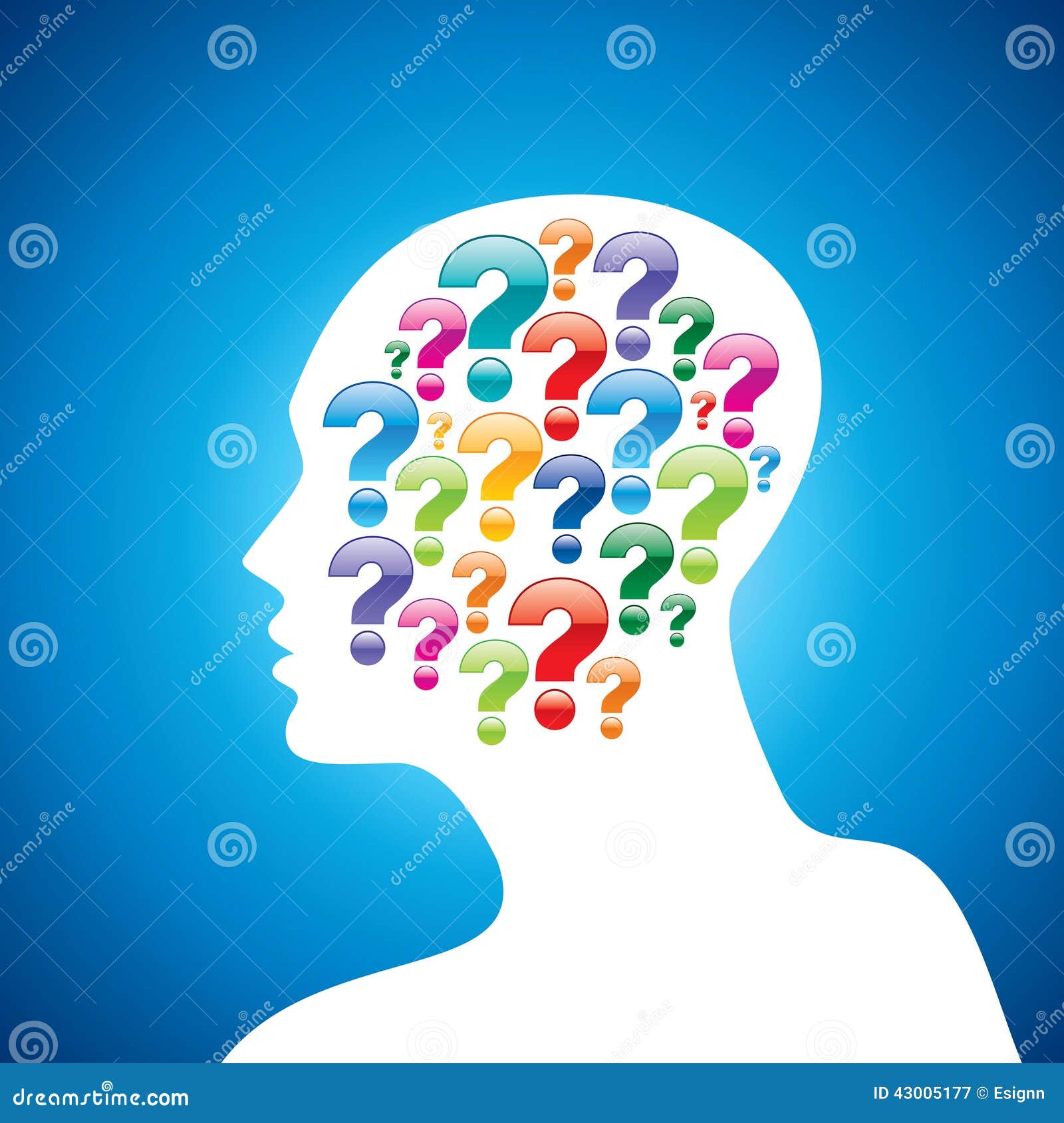 Silhouette of a Question Mark with Human Head Stock Vector ...