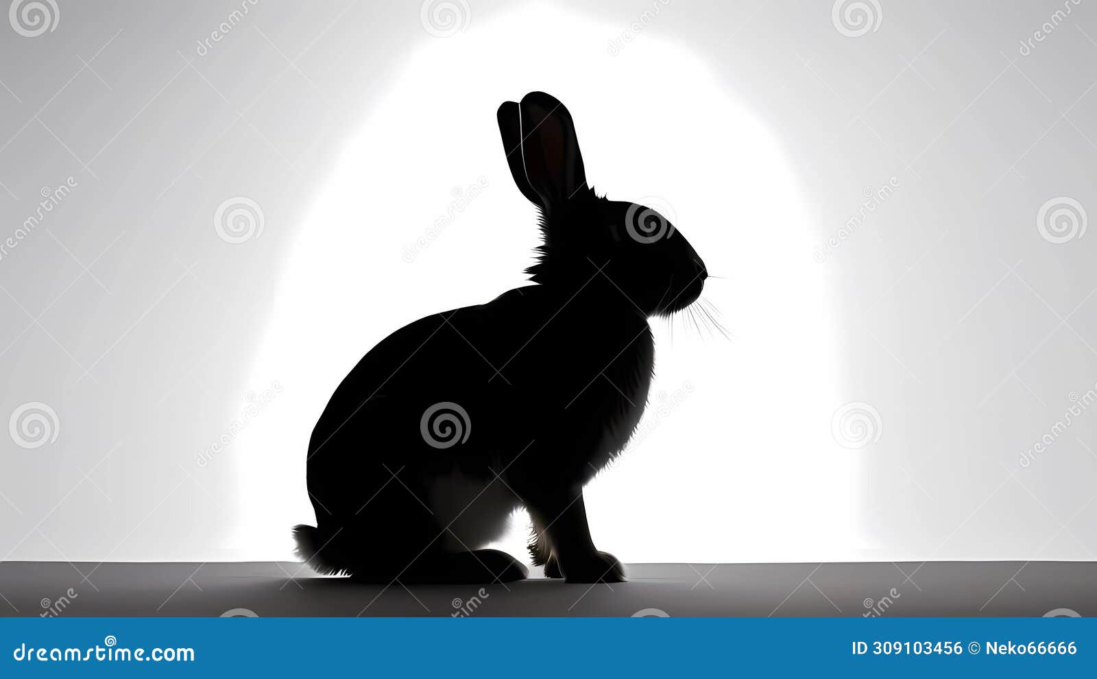 Silhouette of a Rabbit on a White Background with a Shadow Stock ...