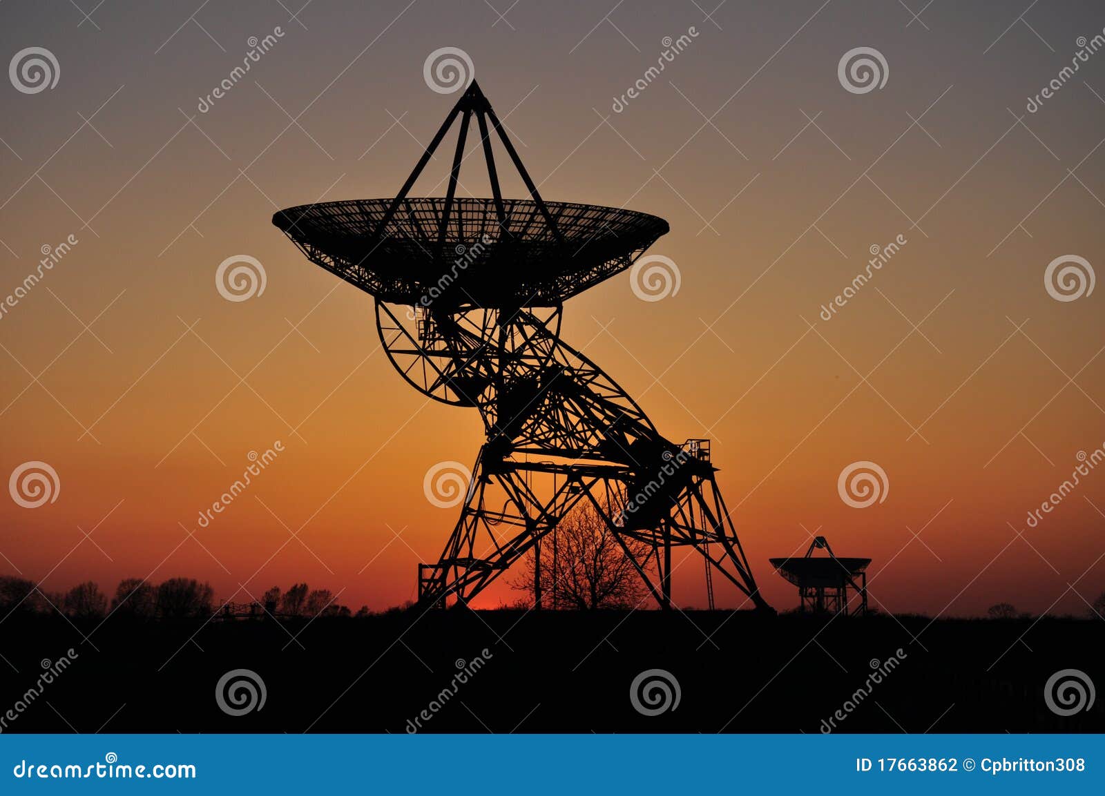 Silhouette of radar dishes stock photo. Image of sunset - 17663862
