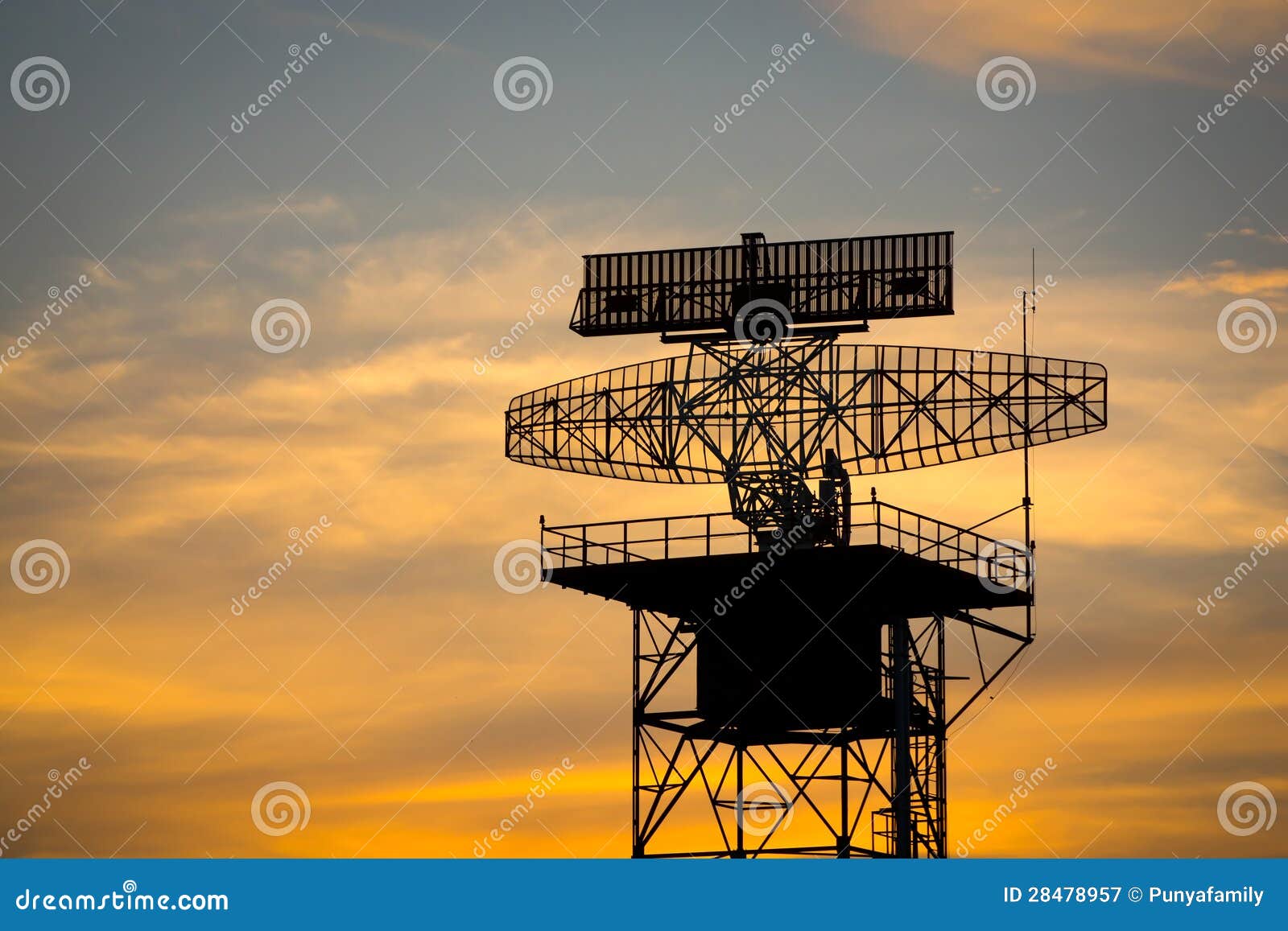 Silhouette Radar Tower On Sunset Sky Stock Photo | CartoonDealer.com ...