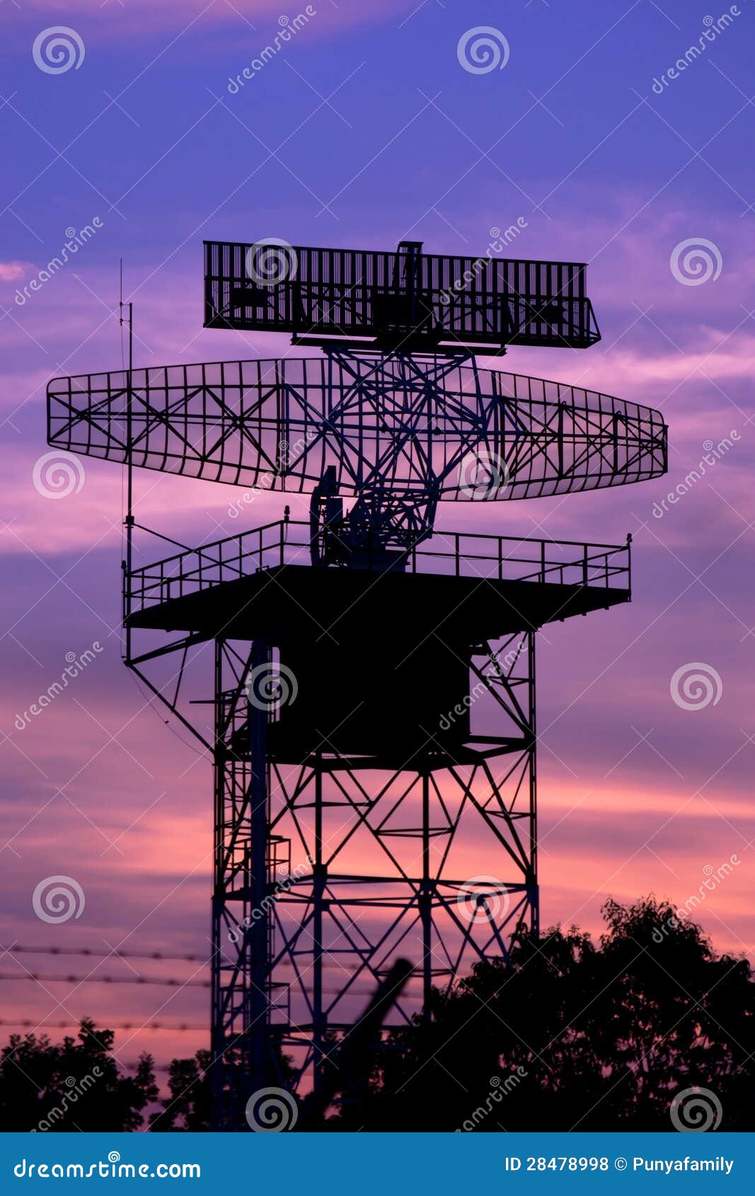 Silhouette Radar Tower On Sunset Sky Stock Photo | CartoonDealer.com ...