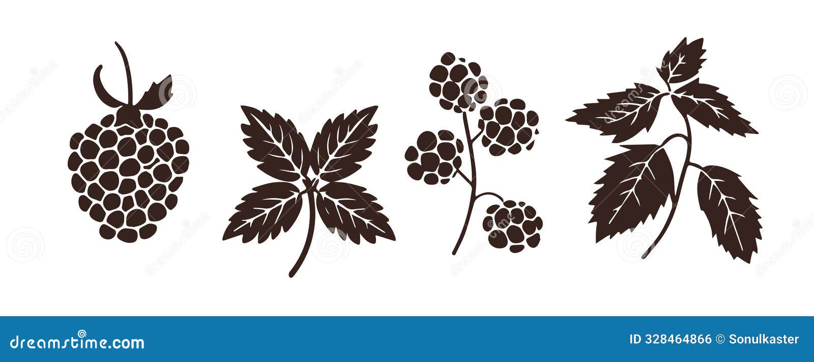 Silhouette Raspberry Leaves Branches Vector Stock Illustration ...