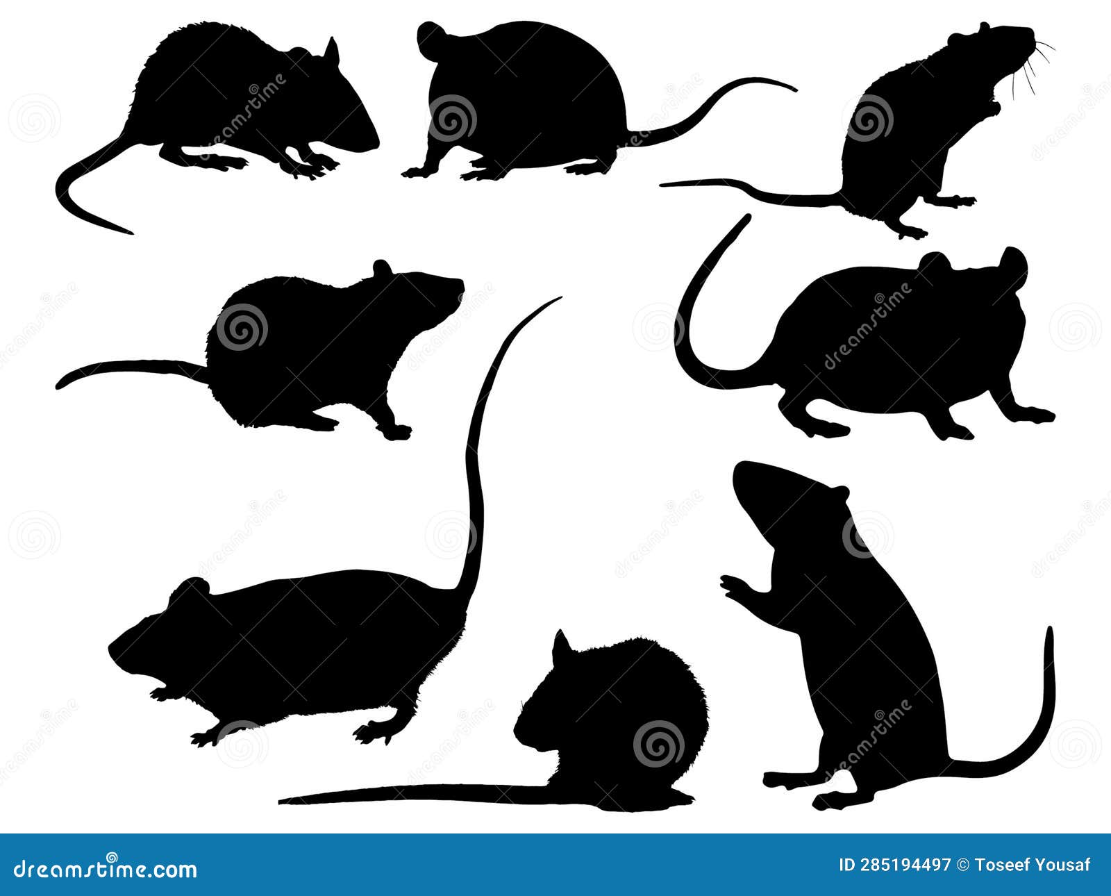 Set of Rat Silhouette Vector Art Stock Vector - Illustration of little ...
