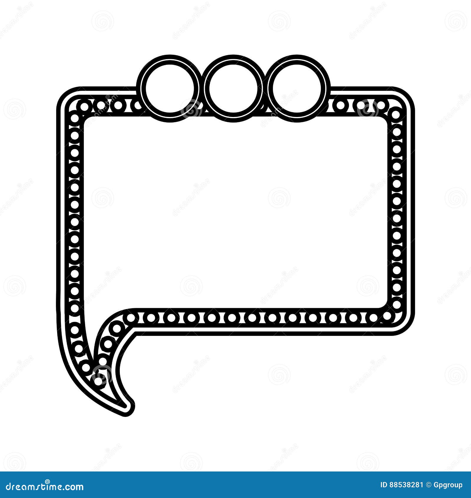 Silhouette Rectangle Chat Bubble with Circles Icon Stock Illustration ...