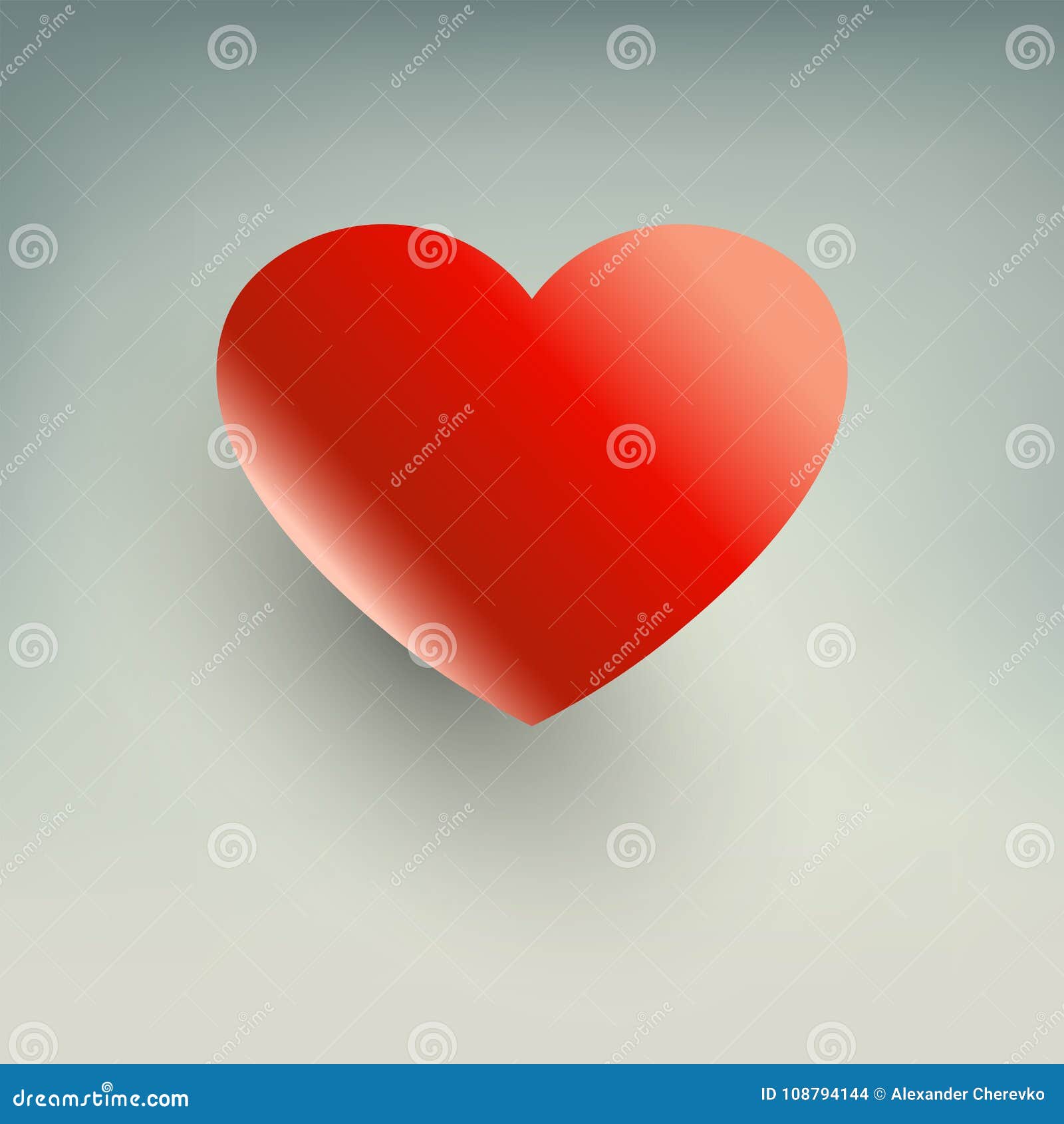 Red heart with shadow stock vector. Illustration of passion - 108794144