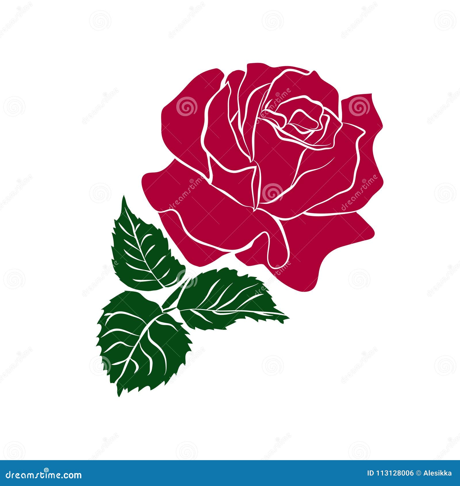Silhouette of red rose stock vector. Illustration of element - 113128006