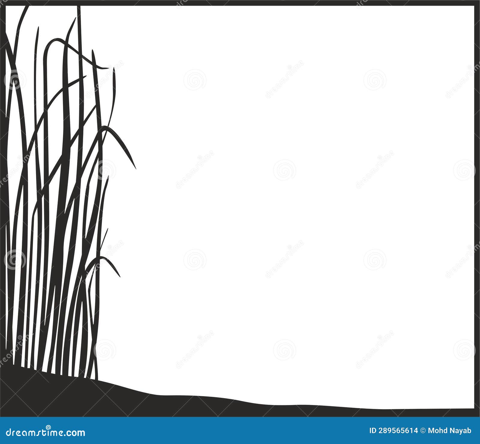 Silhouette of Reed Bush Framing. Vector Illustration Stock Vector ...
