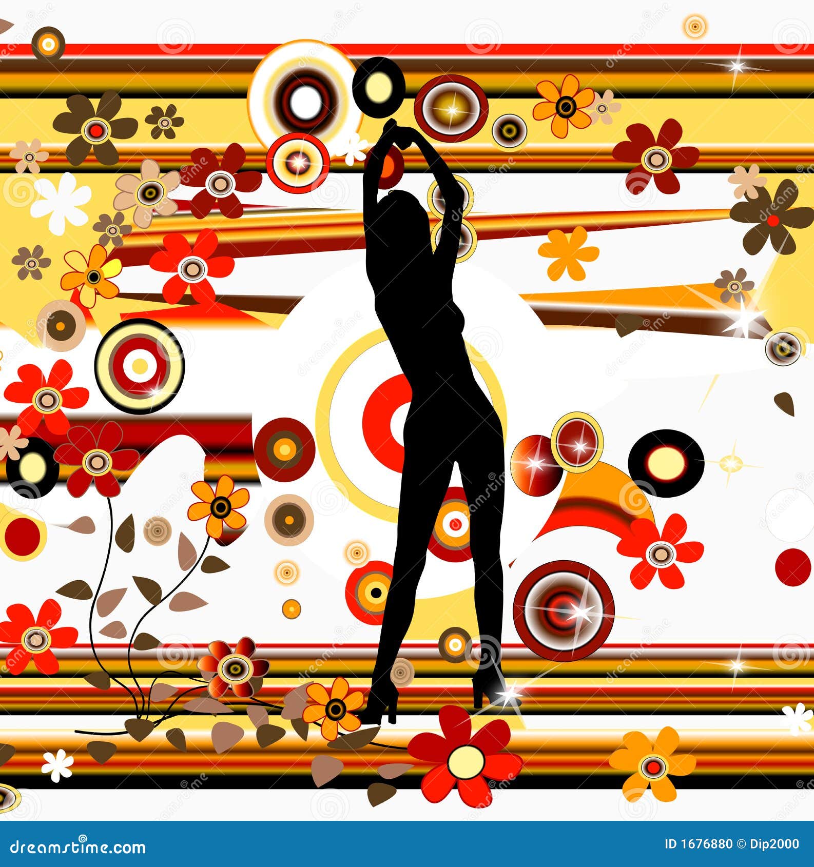 Silhouette and Retro Background Stock Illustration - Illustration of ...