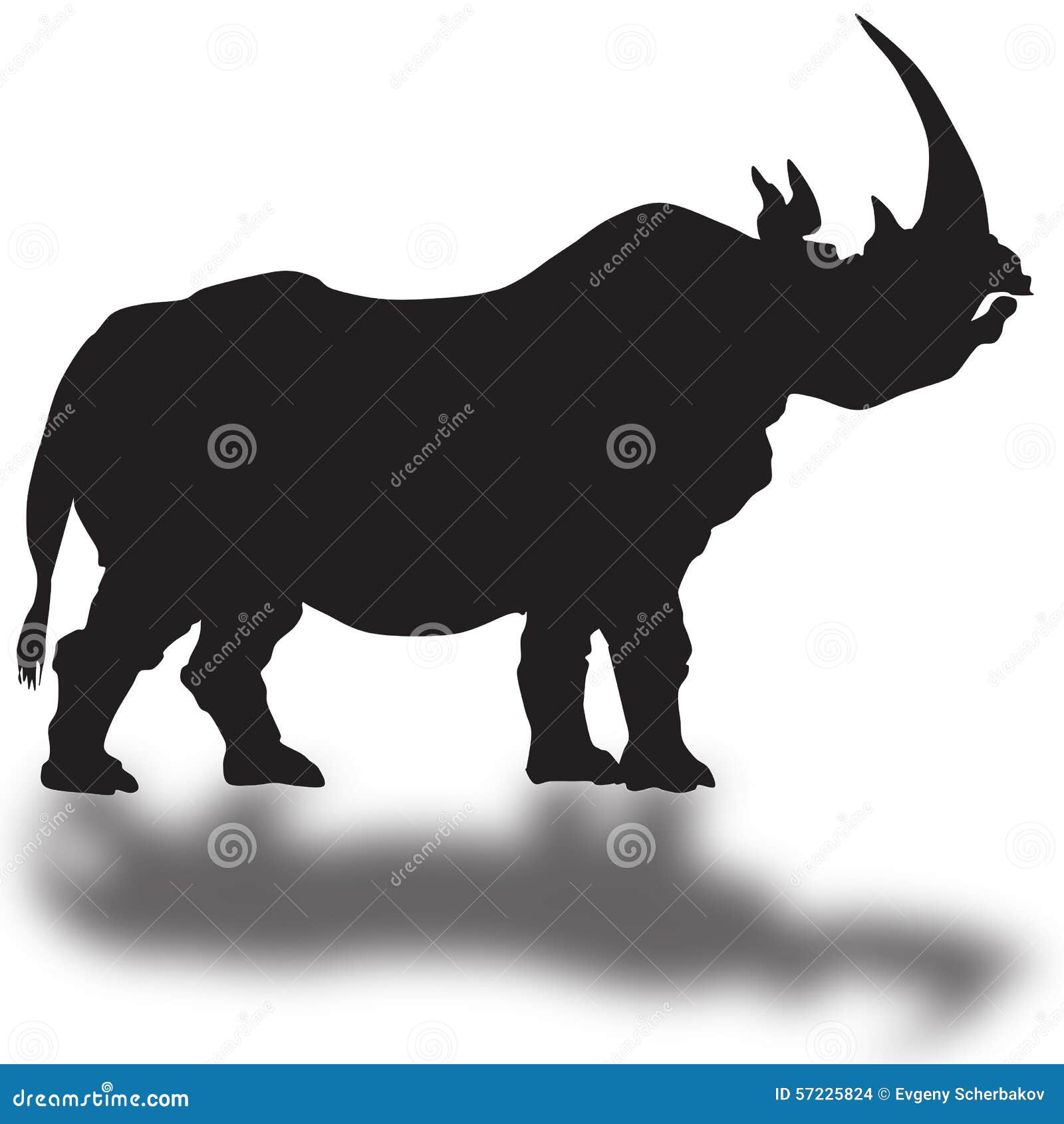 Silhouette of a Rhino with a Shadow2 Stock Illustration - Illustration ...