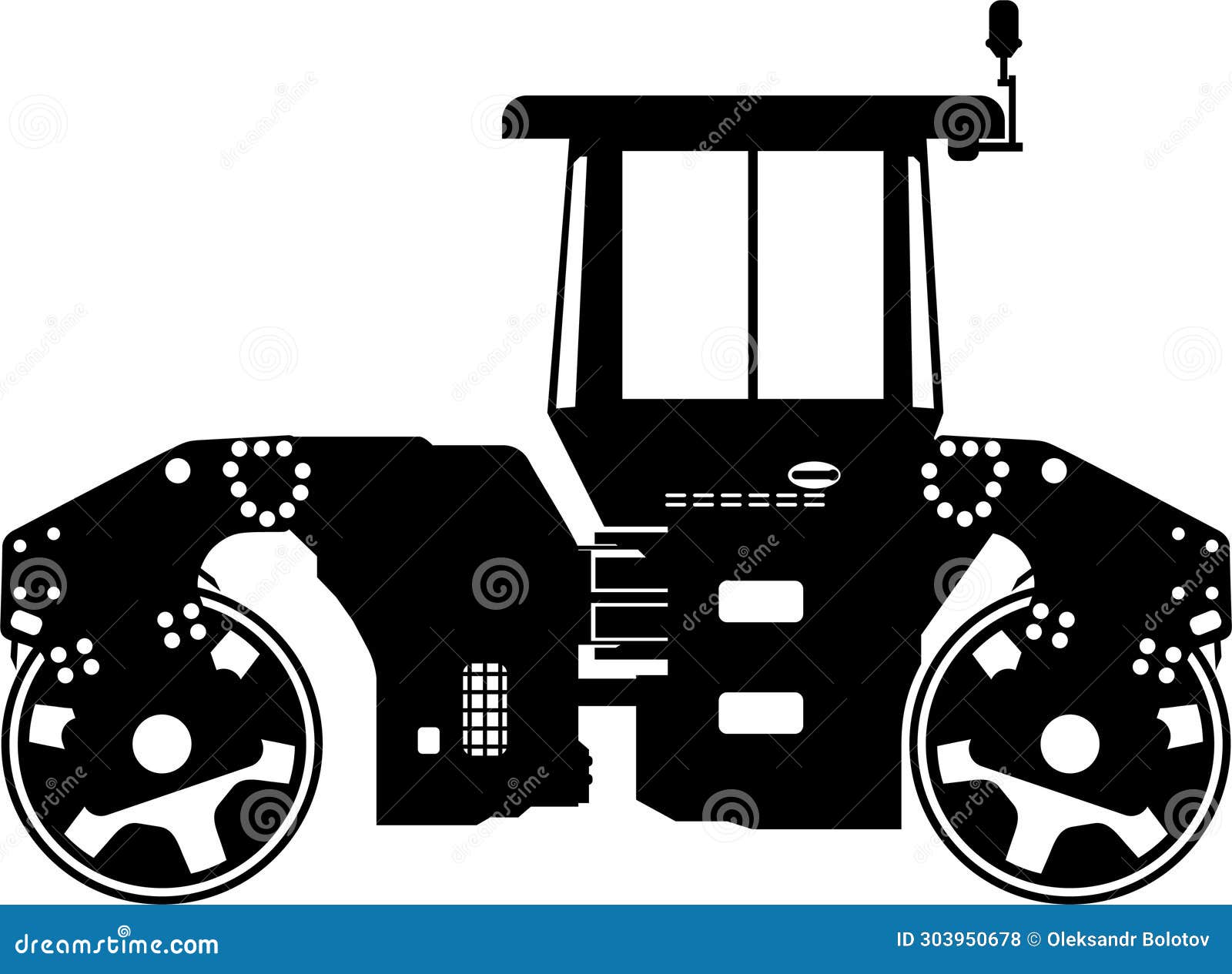 Silhouette of Road Roller Compactor Icon in Flat Style. Vector ...