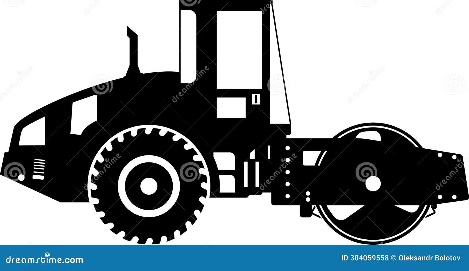 Silhouette of Road Roller Compactor Icon in Flat Style. Vector ...