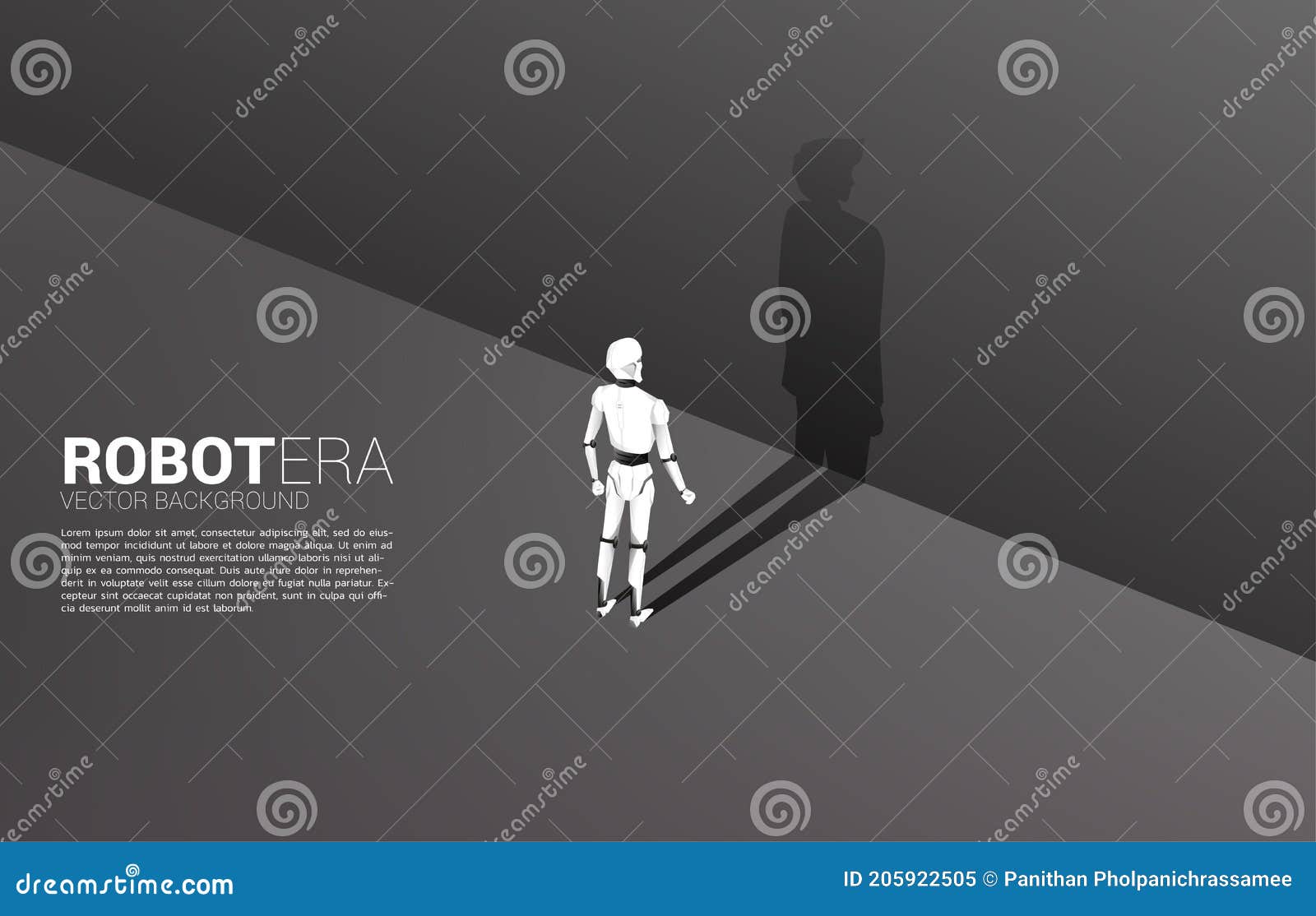 Silhouette of Robot and His Shadow of Human. Stock Vector ...