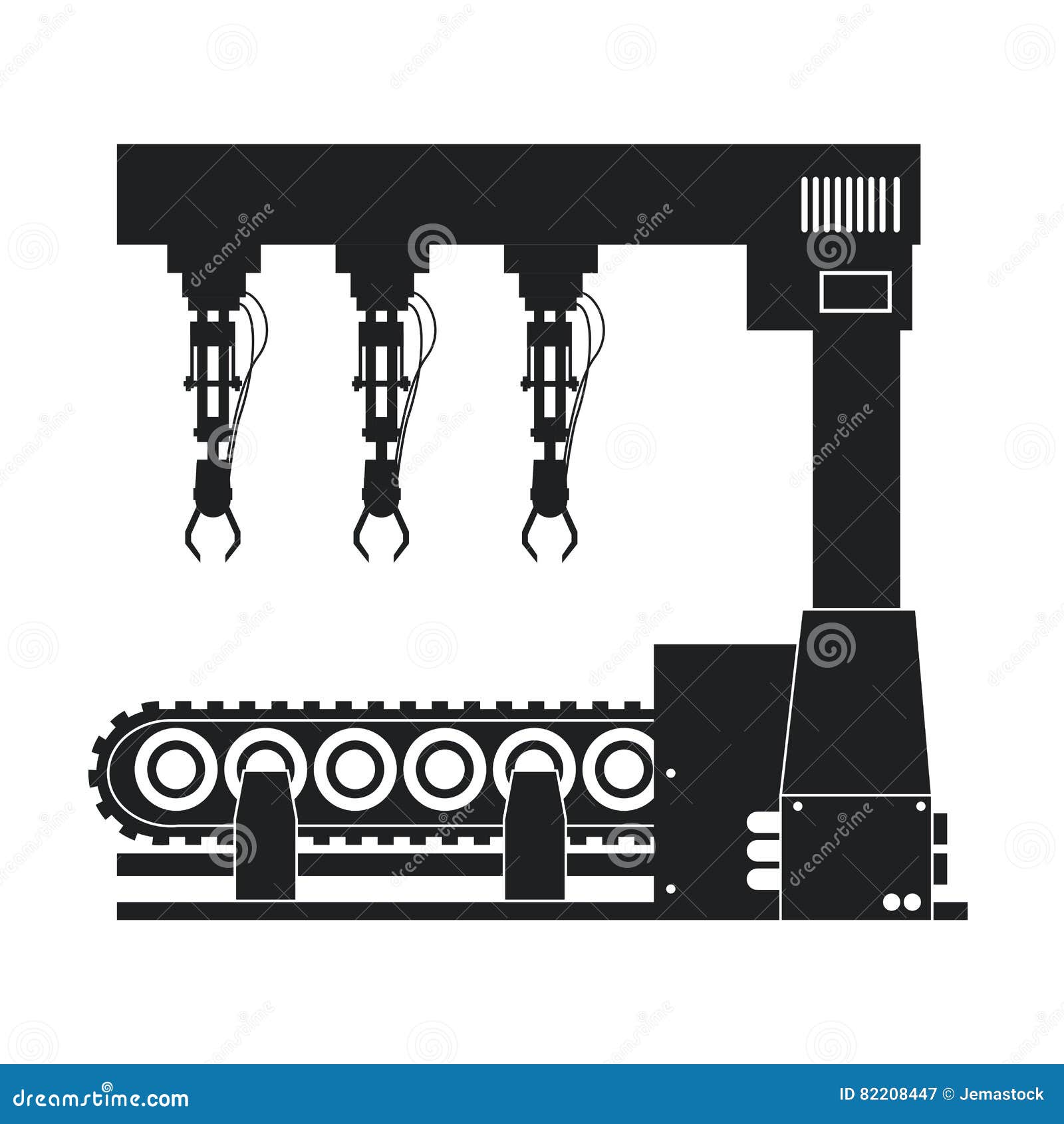 Silhouette Robotic Production Line Machinery Technology Stock Vector ...