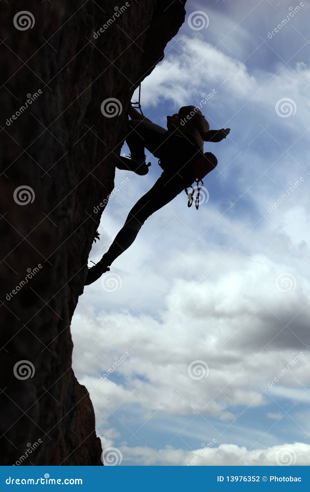 Silhouette Of Rock Climber Climbing A Cliff Stock Photo | CartoonDealer ...