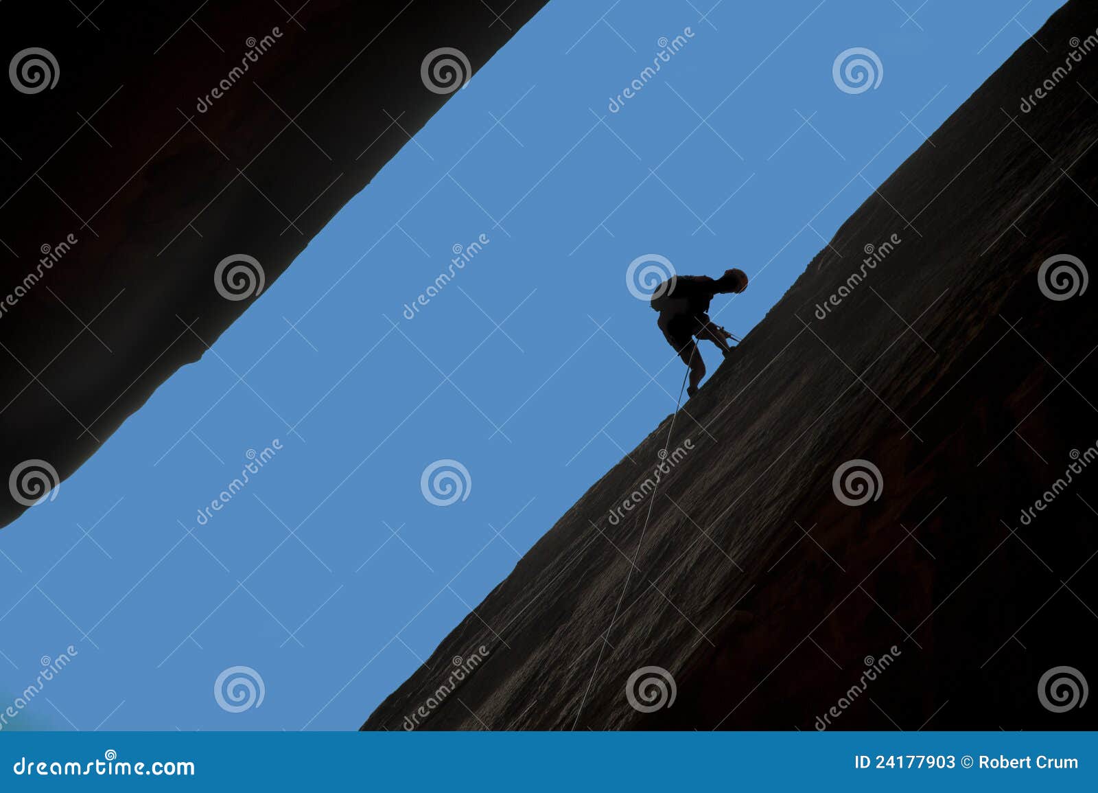 Silhouette of Rock Climber Rappelling Stock Image - Image of rapel ...