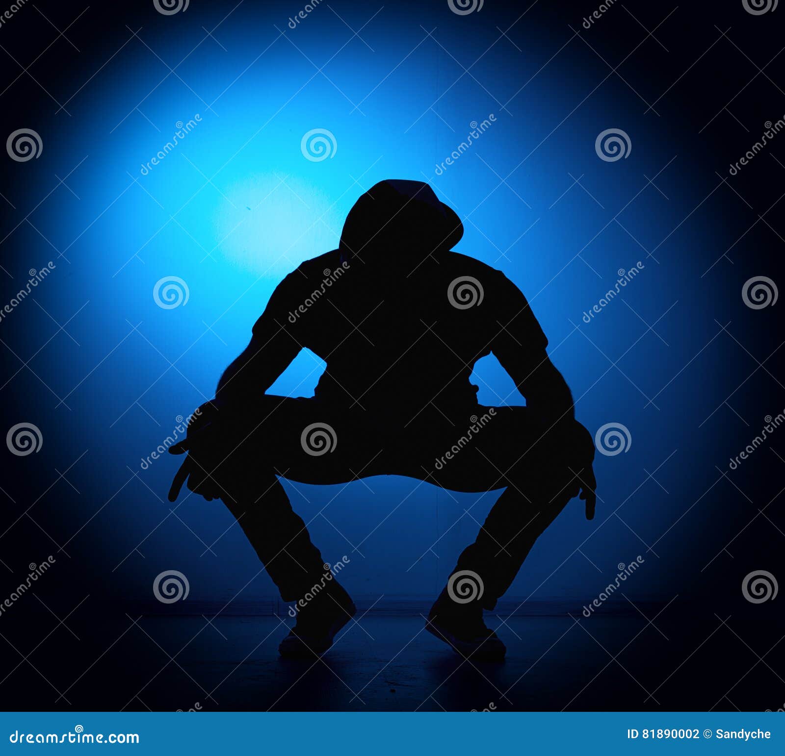 Silhouette Rocker Man Posing on Blue Background Stock Photo - Image of ...