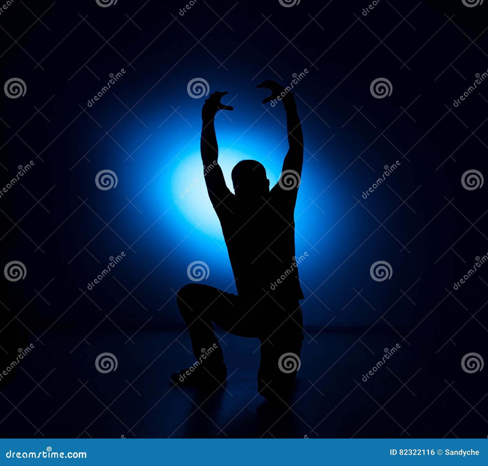 Silhouette Rocker Man Posing on Blue Background Stock Photo - Image of ...