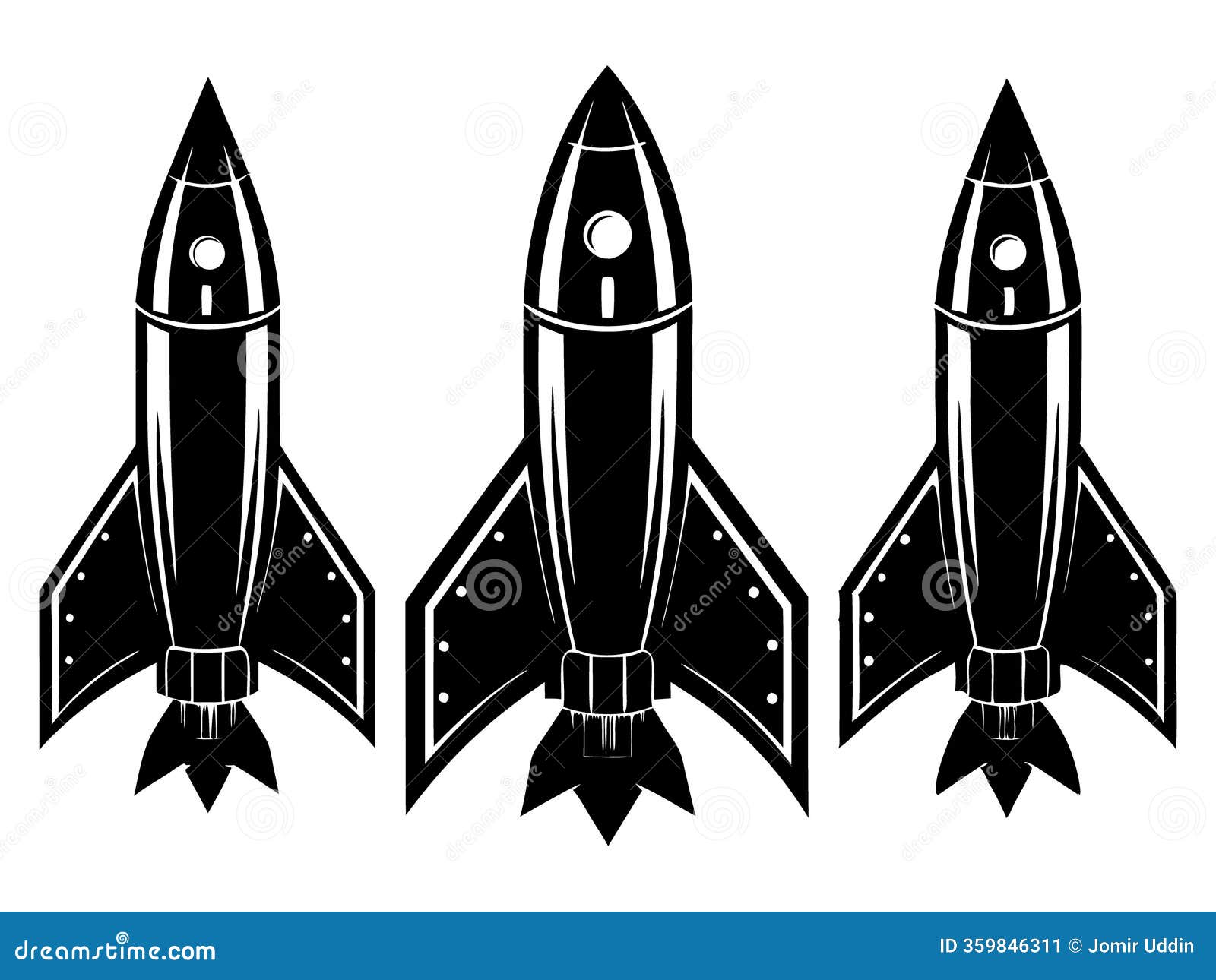 Silhouette Of A Rocket Launching With A Trail Of Smoke, Ascending ...