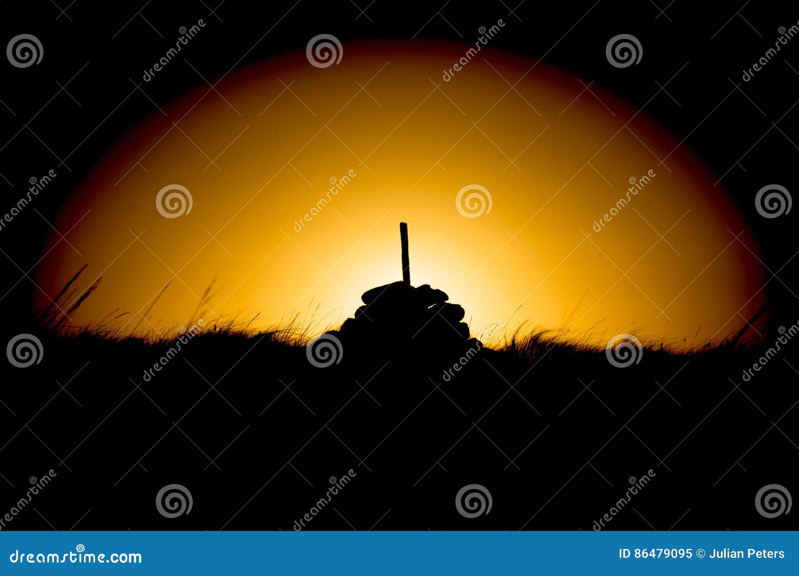 Silhouette of Rocks at Sunrise in Circle Stock Image - Image of early ...
