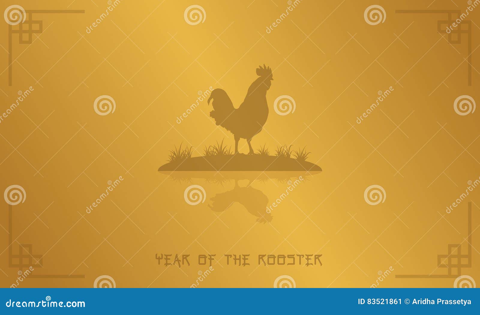 Silhouette Of Rooster On Gold Backgrounds Cartoon Vector ...