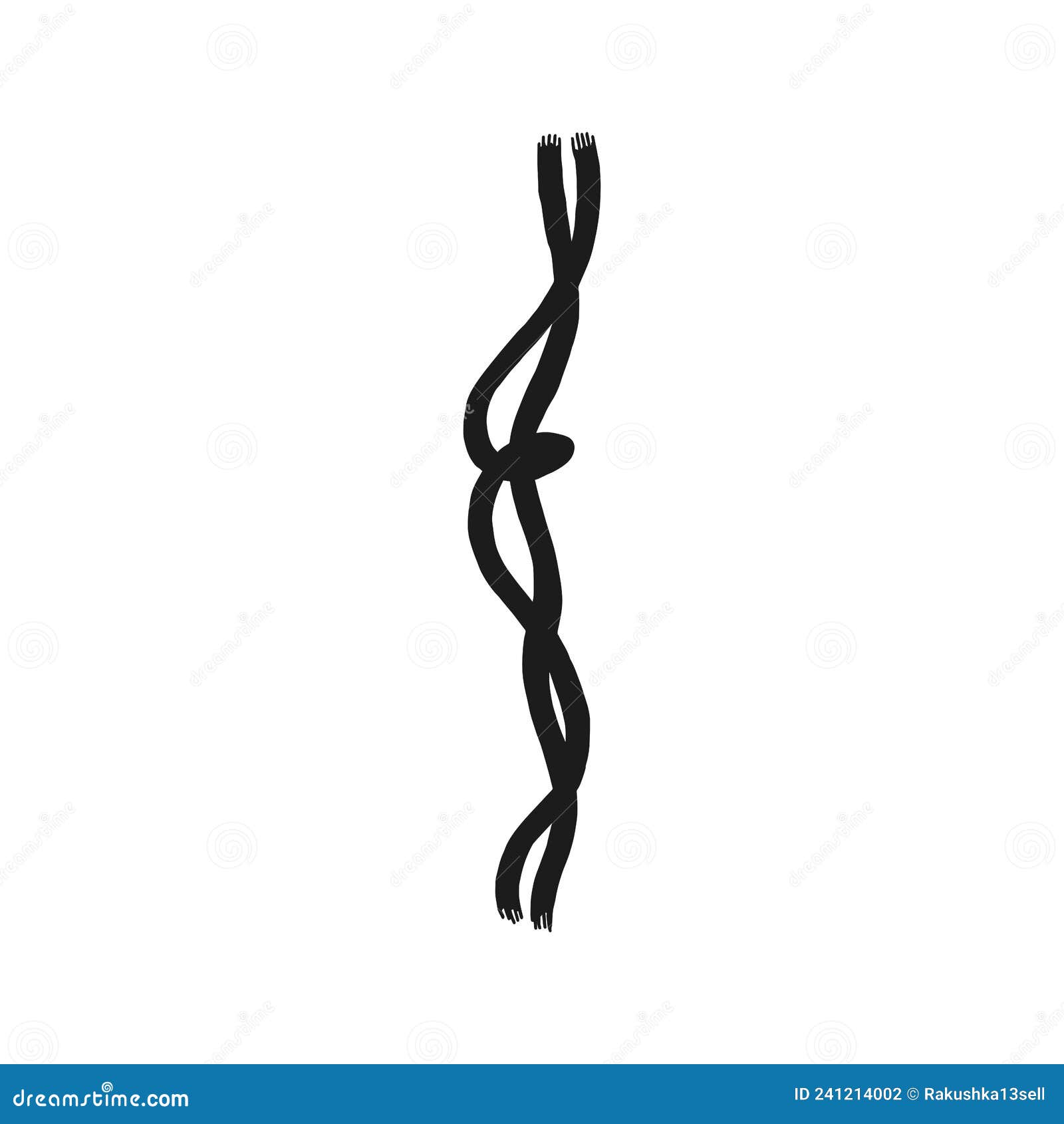 Silhouette of Rope with Loop. Vector Black White Doodle Sketch Isolated ...