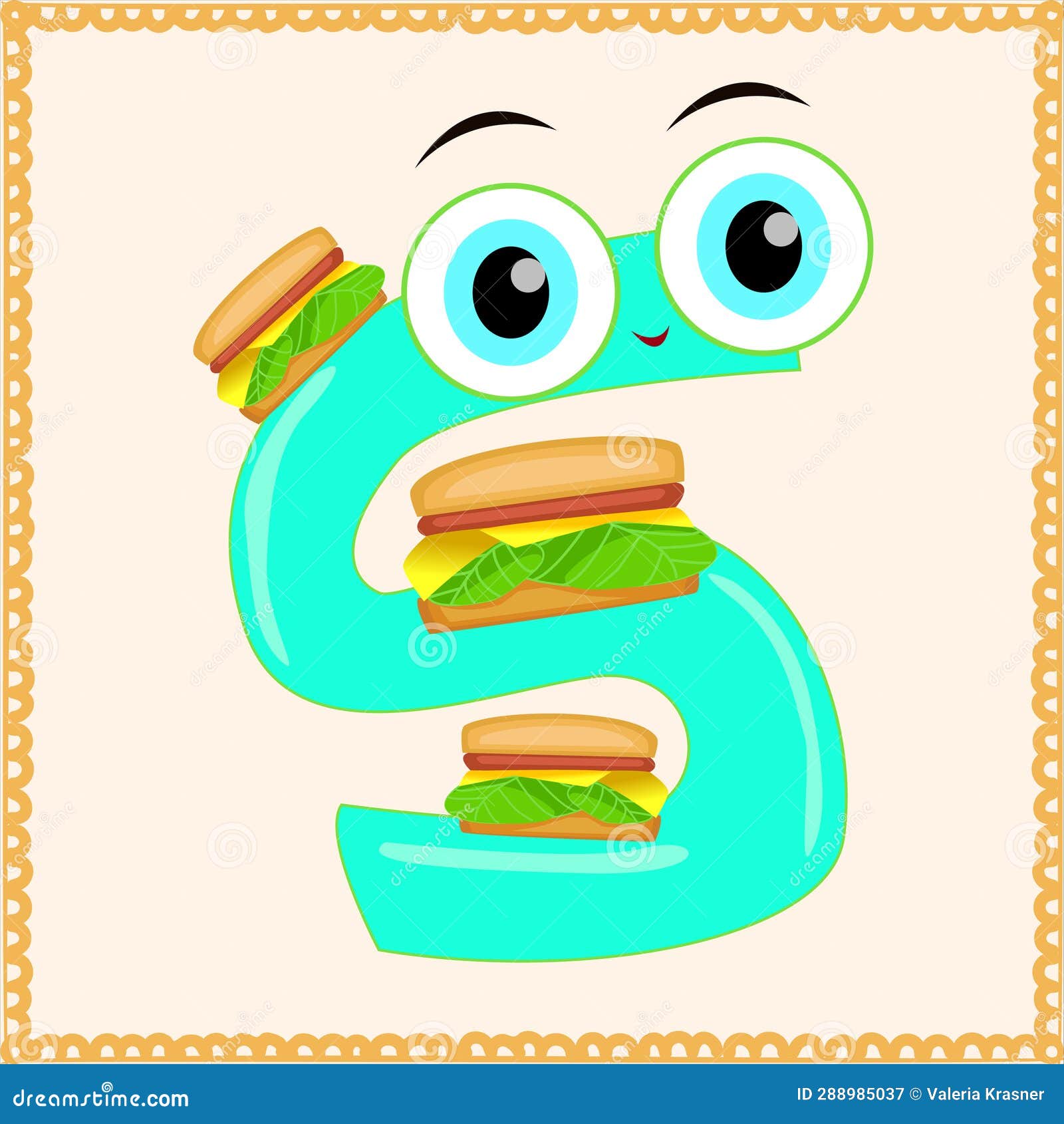 Funny letter S with eyes. stock vector. Illustration of kindergarten ...