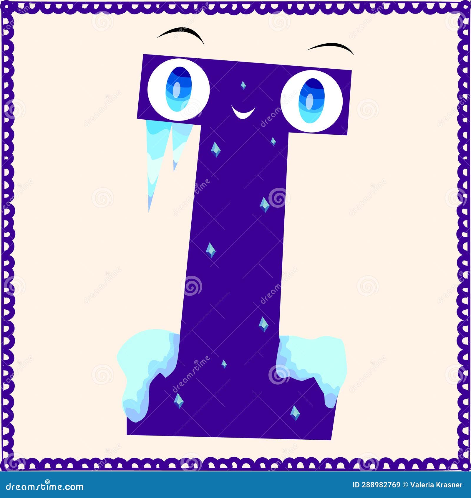 Funny letter I with eyes. stock vector. Illustration of student - 288982769