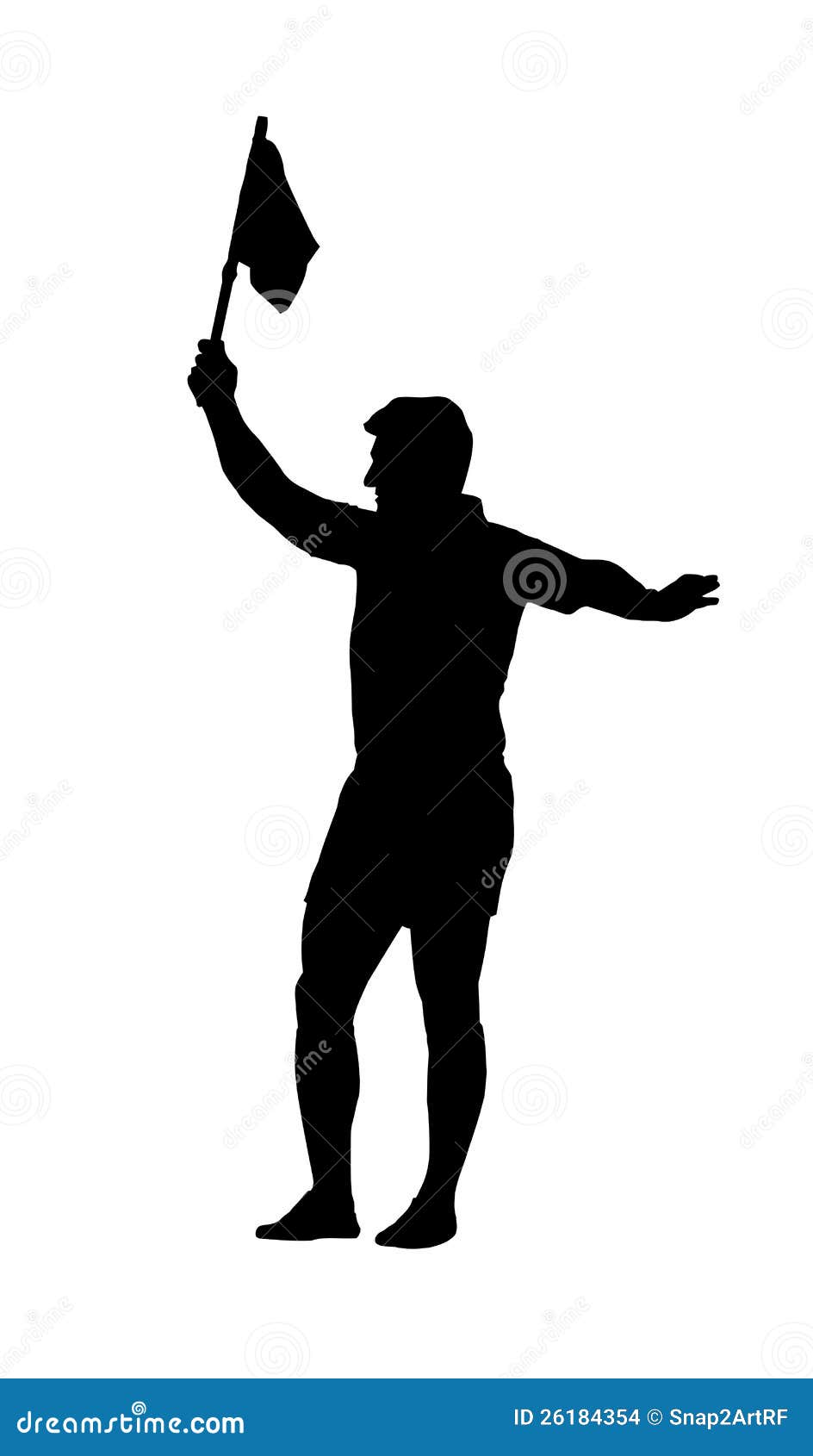 Silhouette - Rugby Assistant Referee Holding Flag Stock Vector ...