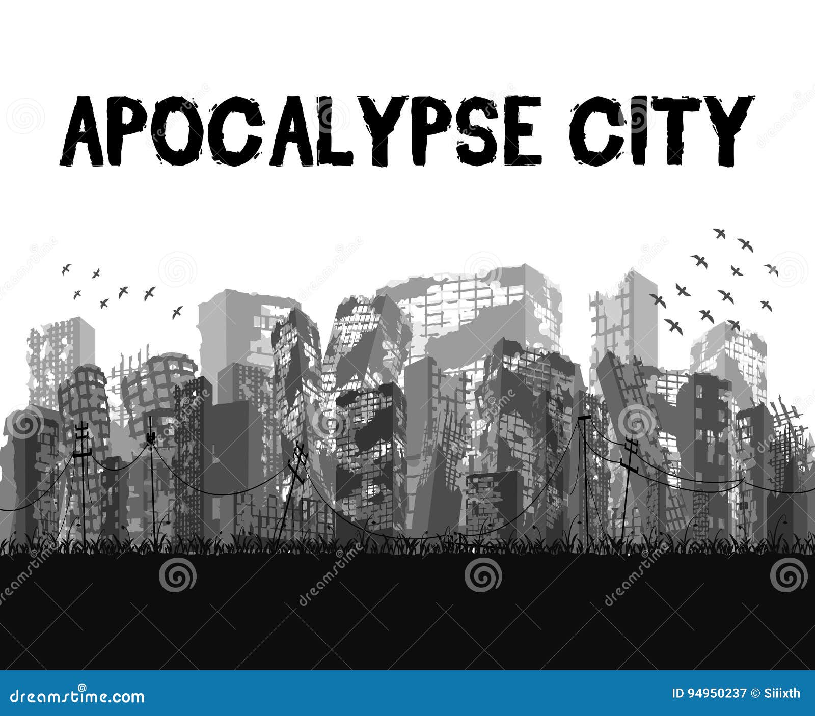 Apocalypse City Road With Fire Building Cartoon | CartoonDealer.com ...